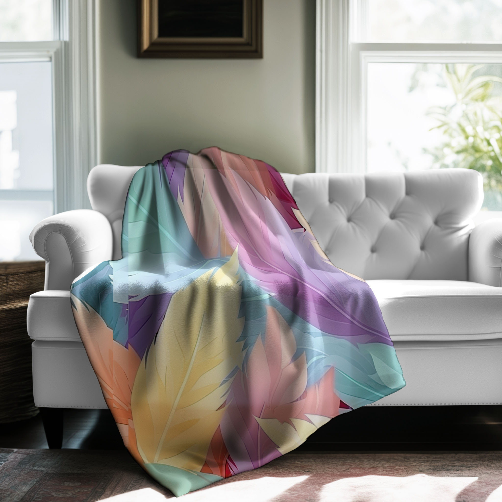 MentionedYou Airy Rainbow Fluff - 1 Piece Premium Sherpa Blanke Throw ...