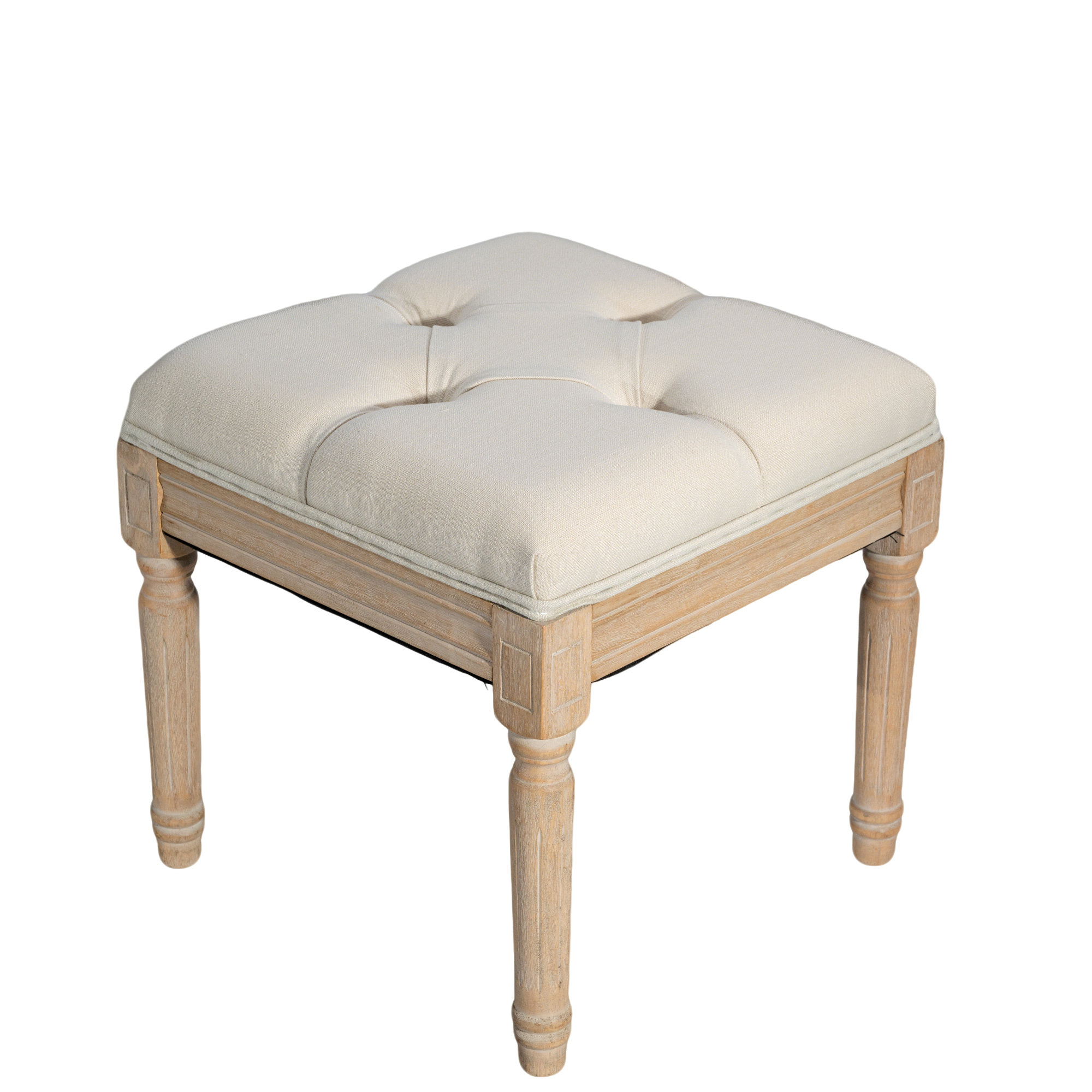 Winston Porter Square Upholstered Rustic Ottoman Bench | Wayfair