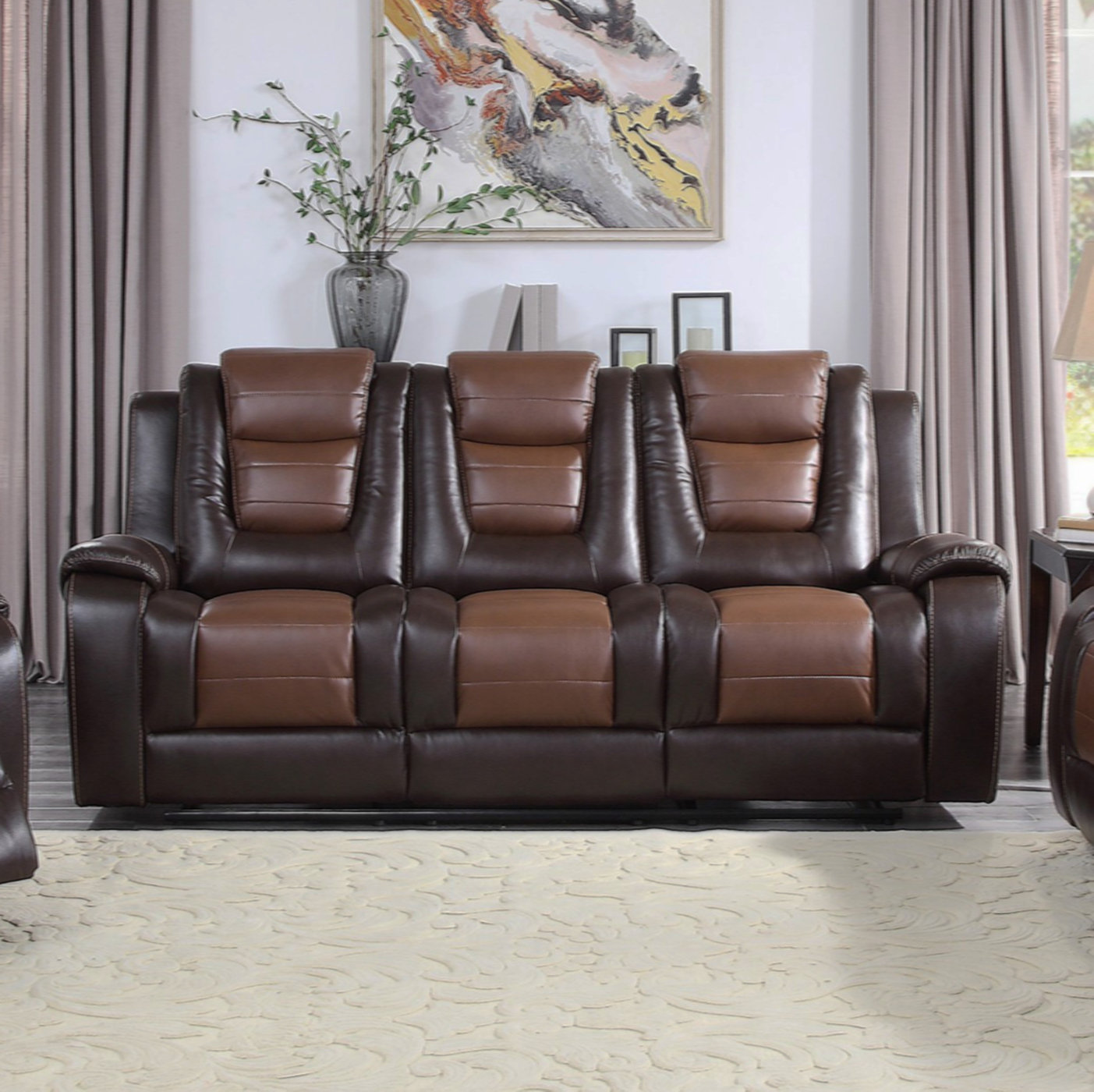 Red Barrel Studio® Luxury Sofa Dual Reclining With Center Holders ...