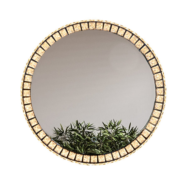 Mercer41 Kao 24" Crystal LED Mirror with Defogger, Adjustable Light ...