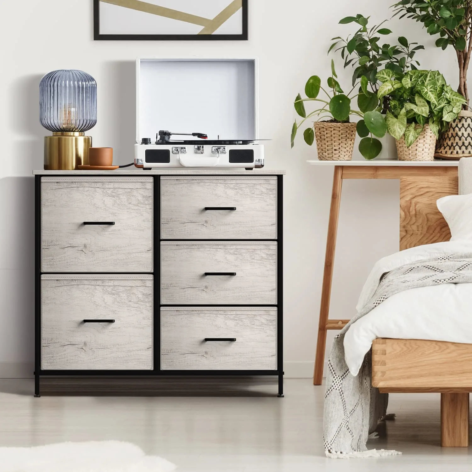 Sorbus Dresser With 5 Faux Wood Drawers - Storage Unit Organizer Chest ...