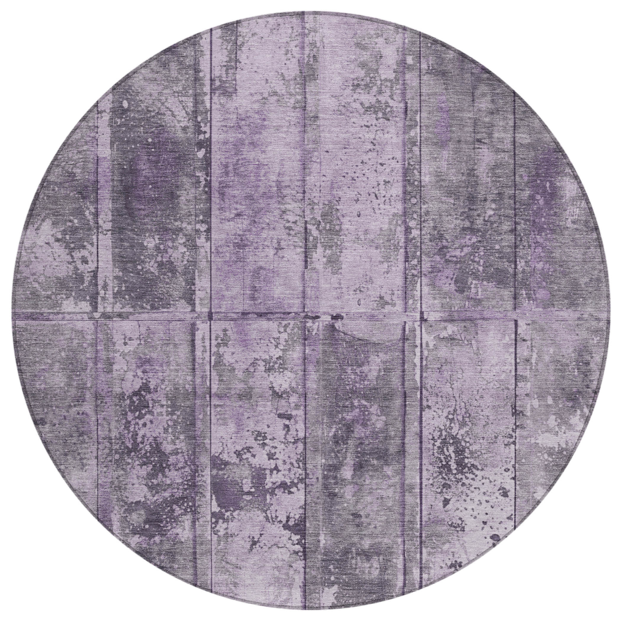HomeRoots 8' Purple Lavender Round Abstract Washable Indoor Outdoor ...