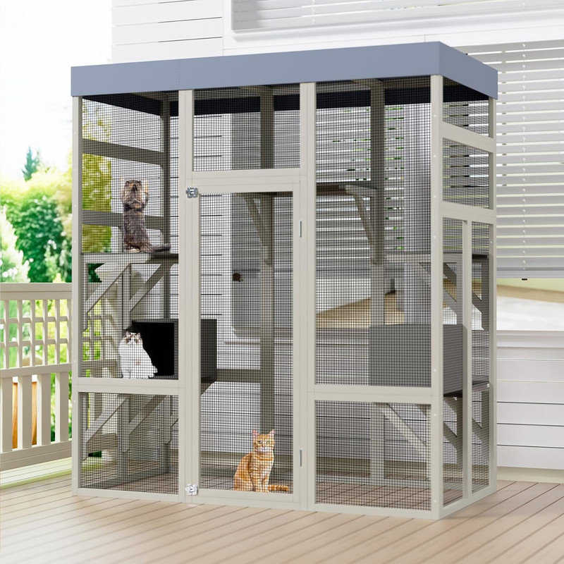 Ophelia & Co. 70'' Outdoor Catio, Cat Enclosure Window Access Feral ...