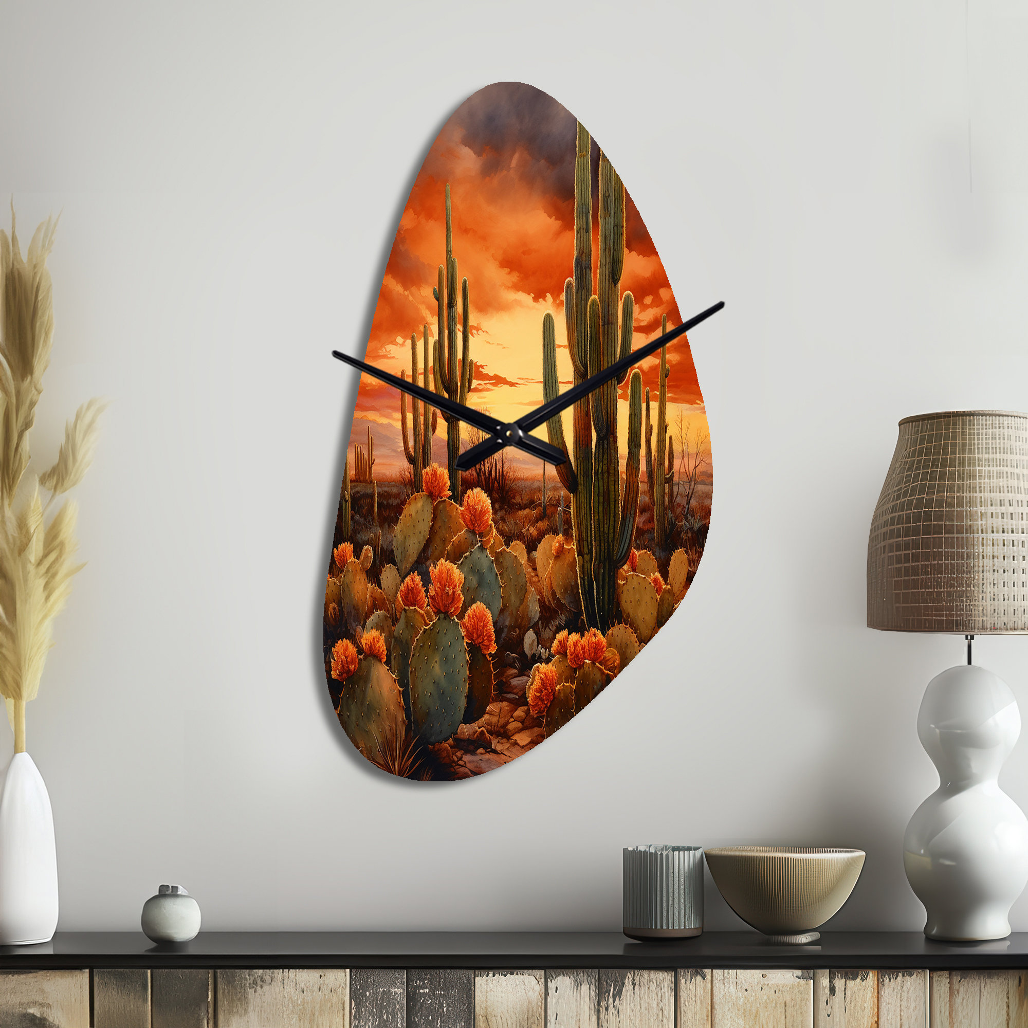Design Art Copper Cactus In Nevada - Cactus Unique Shape Metal Clocks ...