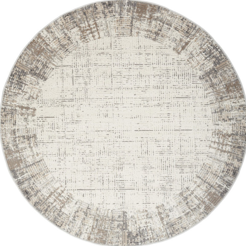 HomeRoots 5' Ivory Abstract Round Rug | Wayfair