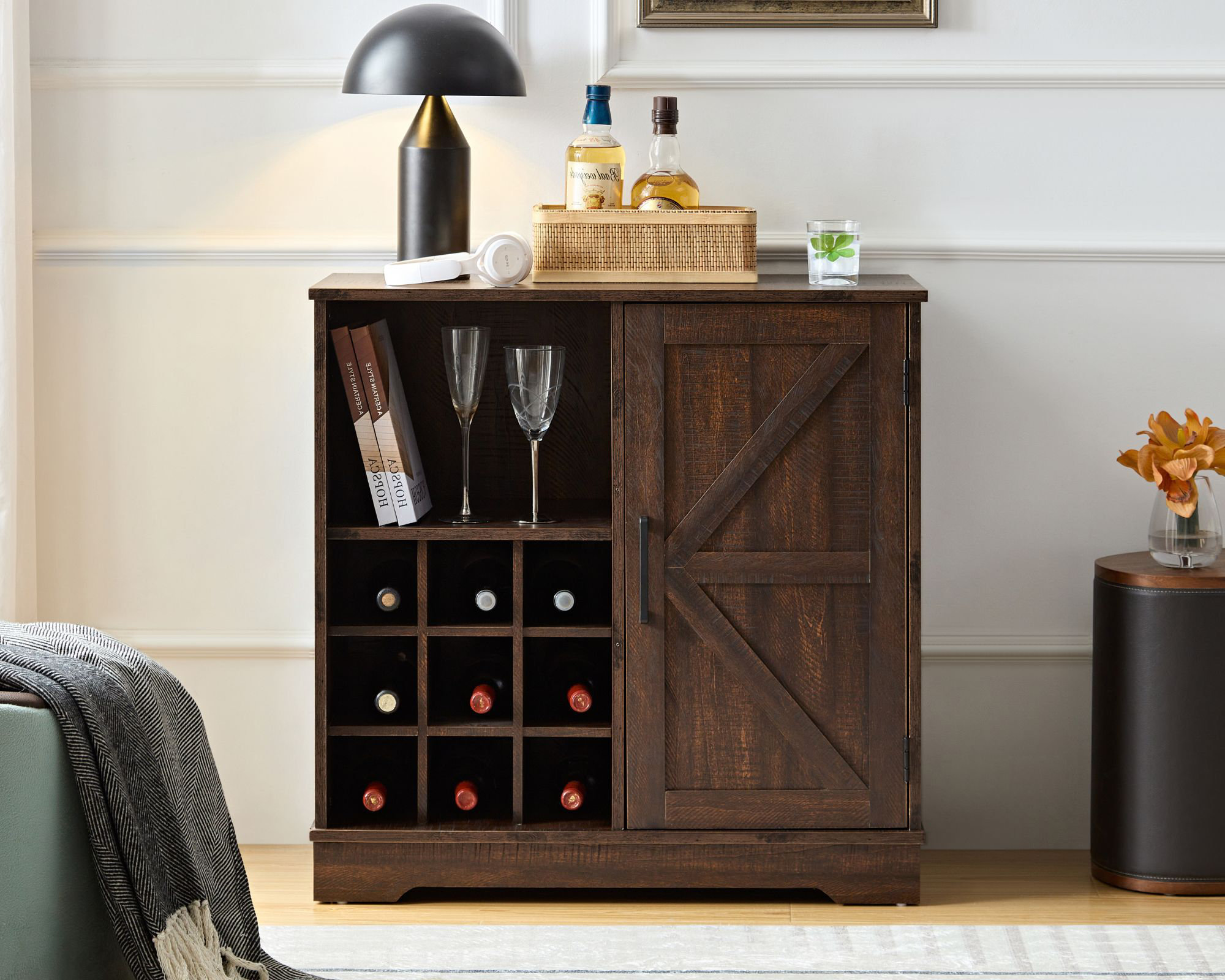 August Grove Modern Coffee Bar Cabinet With Adjustable Storage Shelf ...