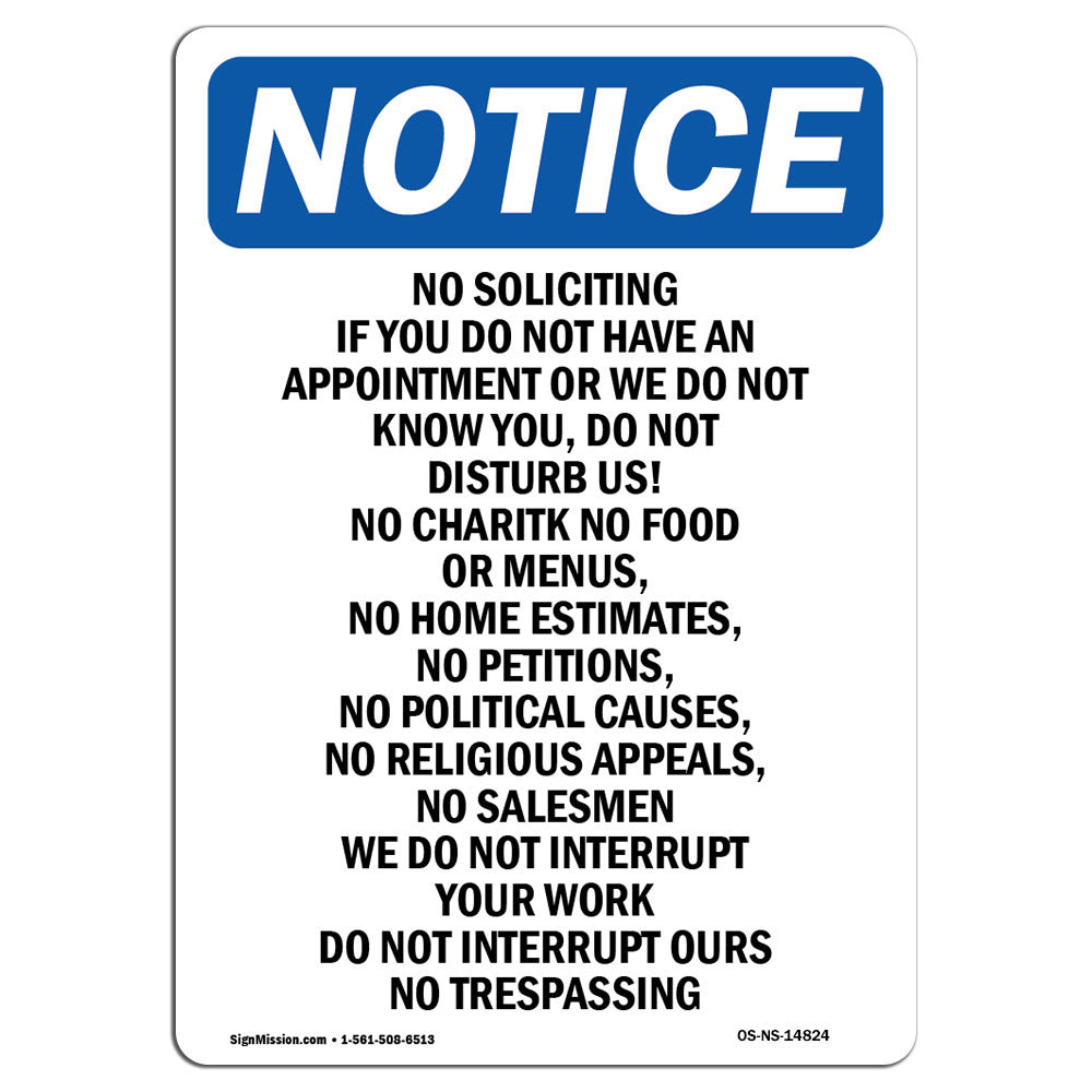 SignMission Notice - No Soliciting Sign - Wayfair Canada