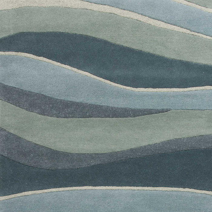 Latitude Run® Annegreth Handmade Wool Ocean Blue Rug & Reviews | Wayfair