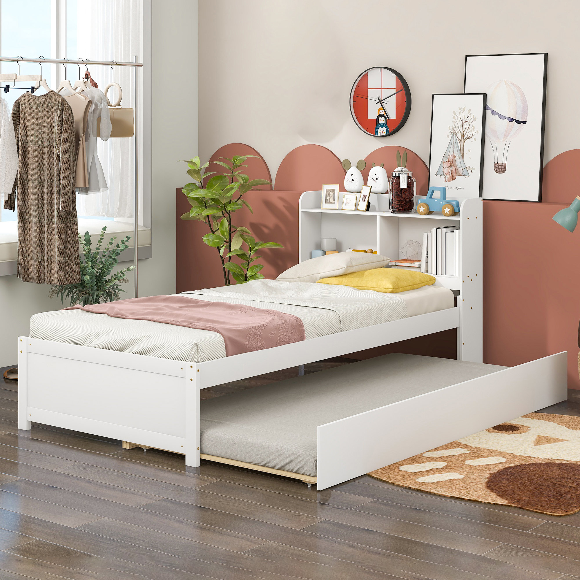 Latitude Run® Teen Bed Platform Standard Bed With Bookcase And Twin ...