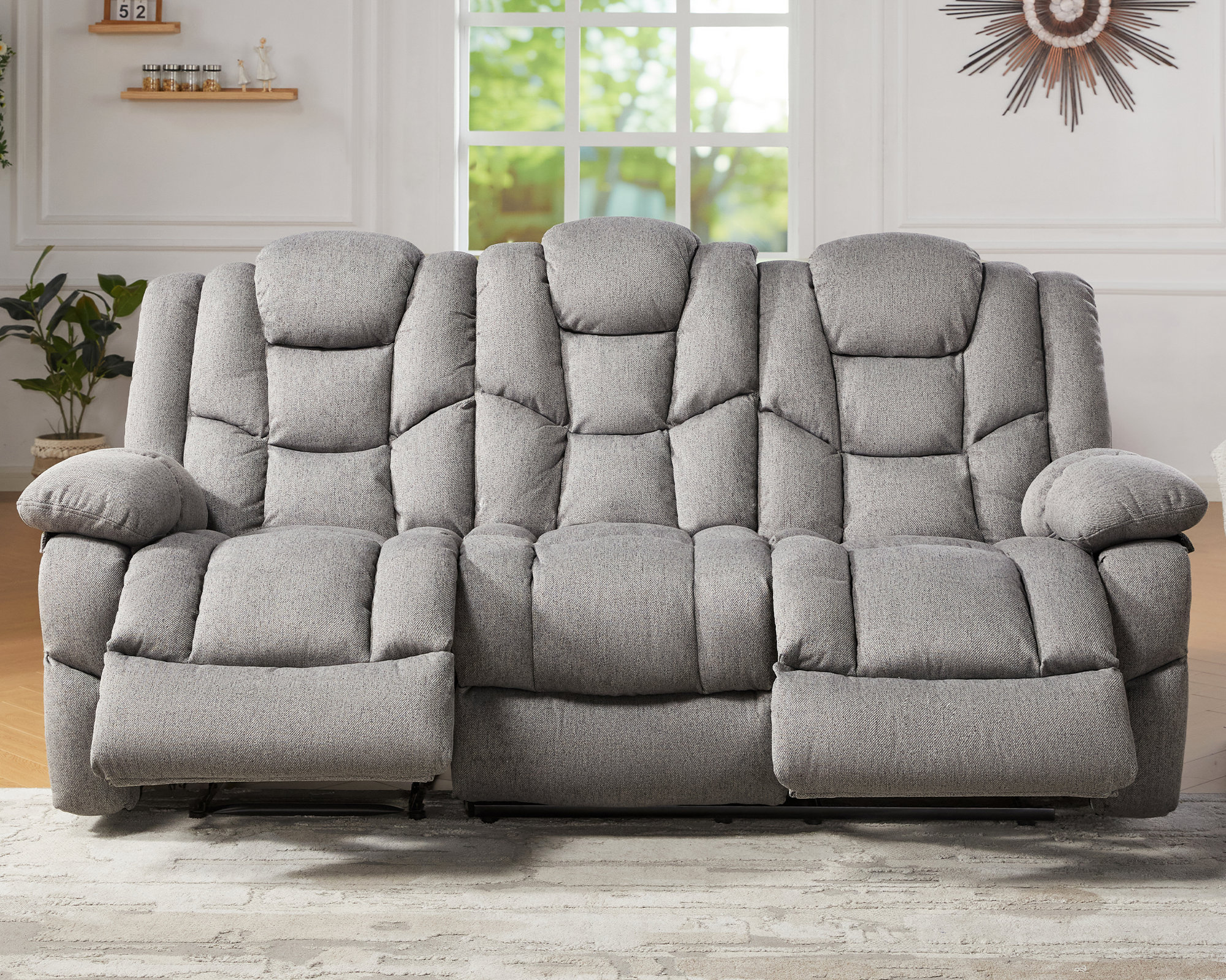 Latitude Run® Reclining Sofa, Oversized Recliner with Massage Founction ...