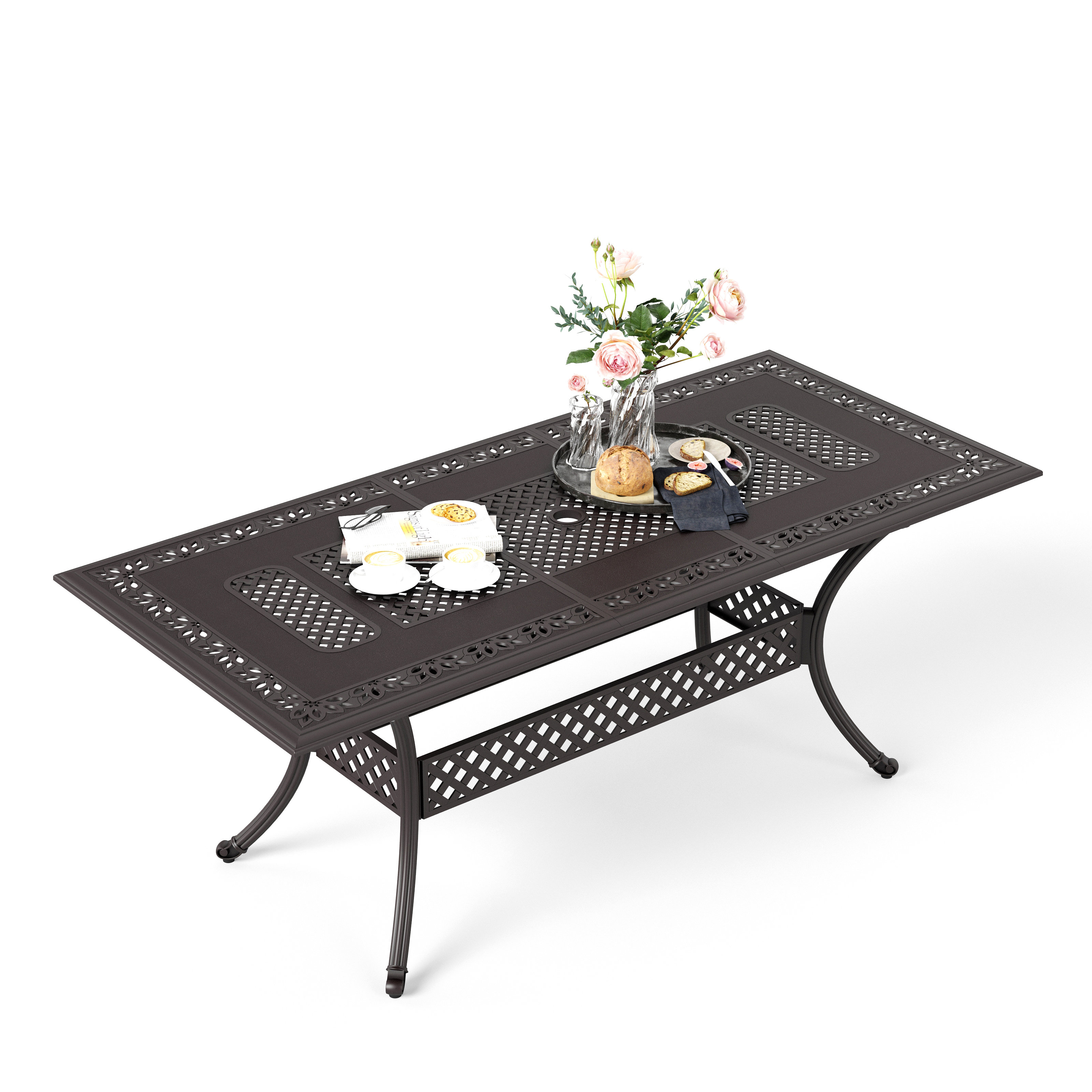 Lark Manor™ Asfand Cast Aluminum 80'' long Outdoor Patio Dining Table ...