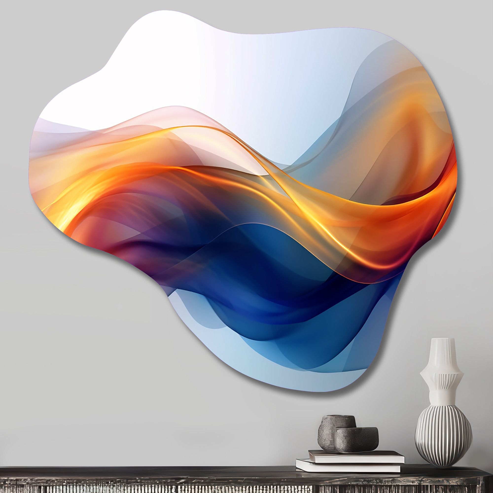 Design Art Orange Blue Fractal Fluidity I - Cloud Fractals Metal Wall ...