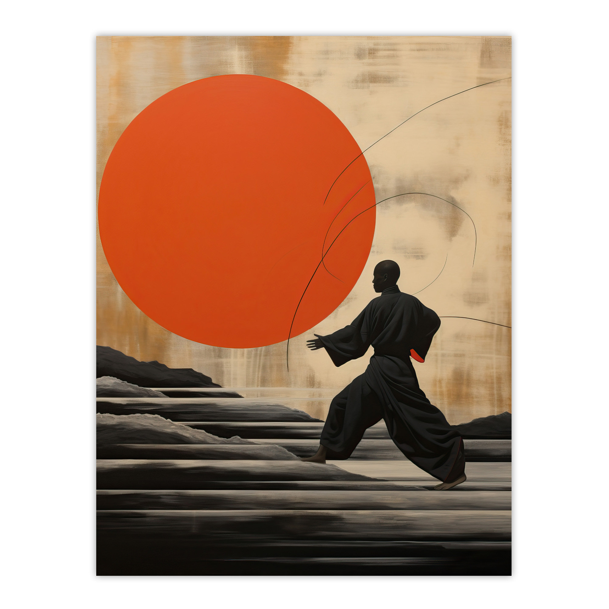 Wee Blue Coo Wall Art Print Qigong Sunset Shaolin Monk Practicing ...