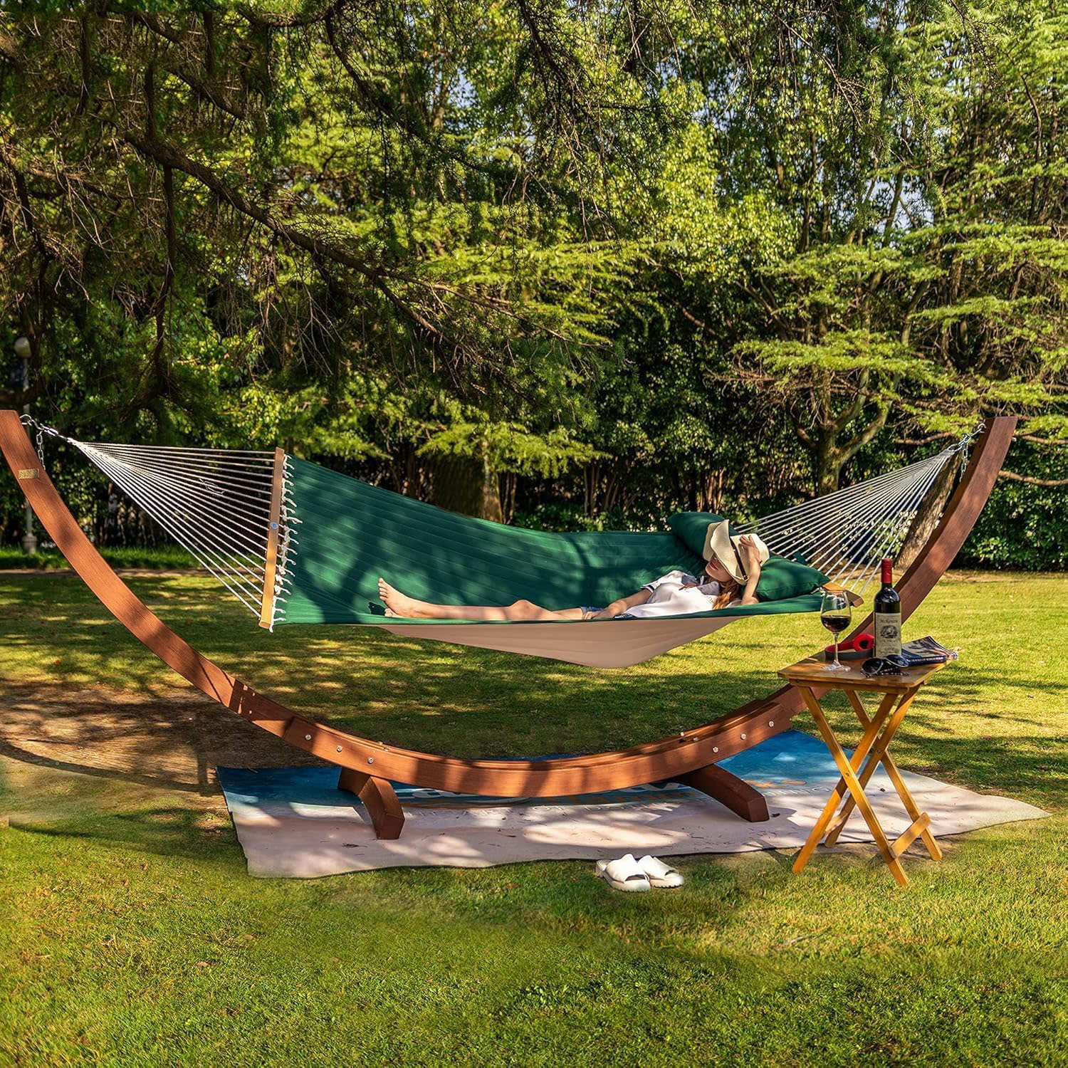 Dovecove 12 FT Double Quilted Hammock With Spreader Bars And Pillow, 2 ...