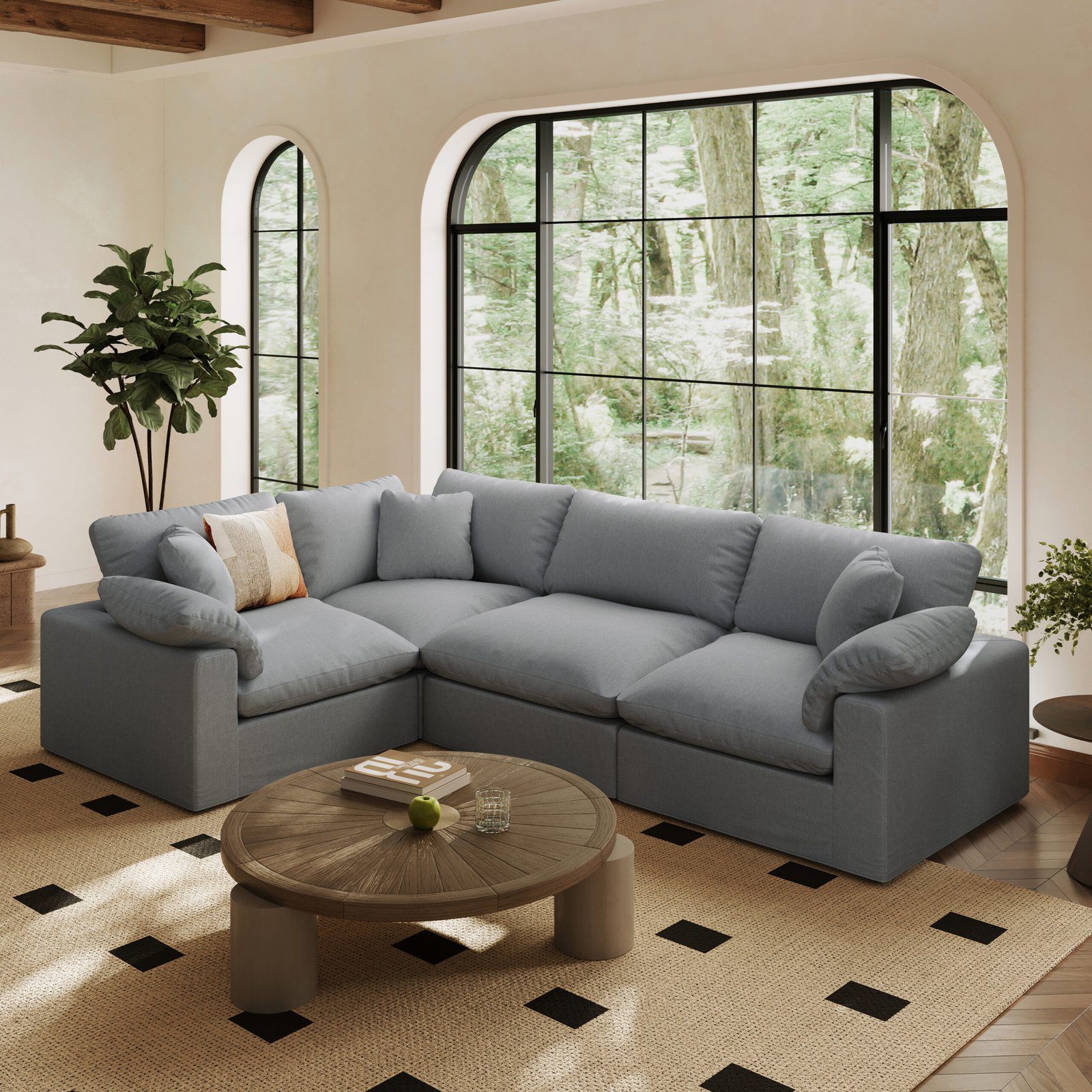 Hokku Designs Oversized Cloud Modular Sectional Sofa, Comfy Down Filled ...