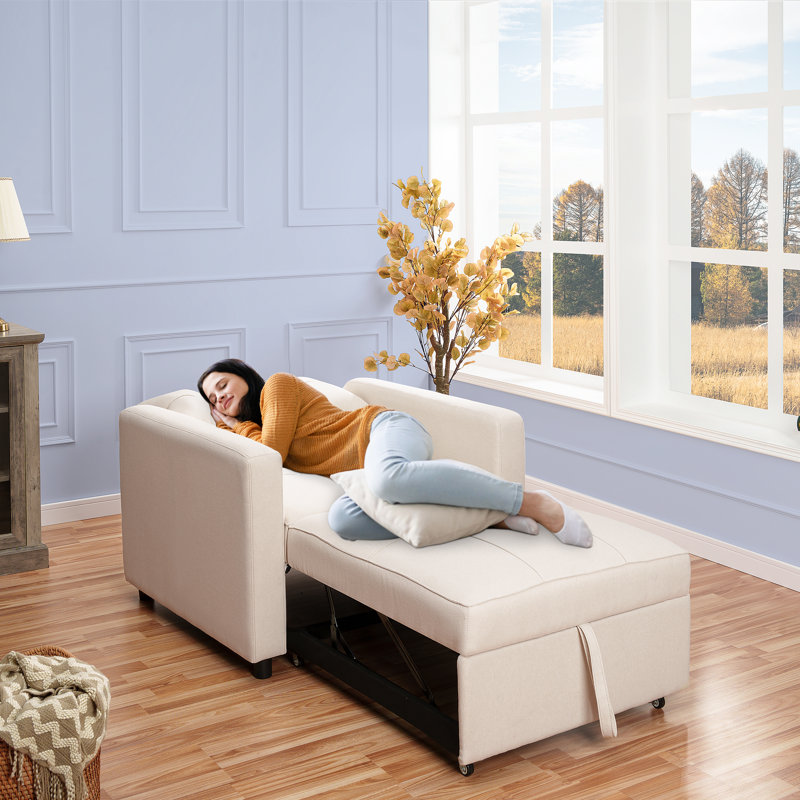 Ebern Designs Chirokitia 3 in 1 Convertible Chair Bed, Lounger Sleeper ...