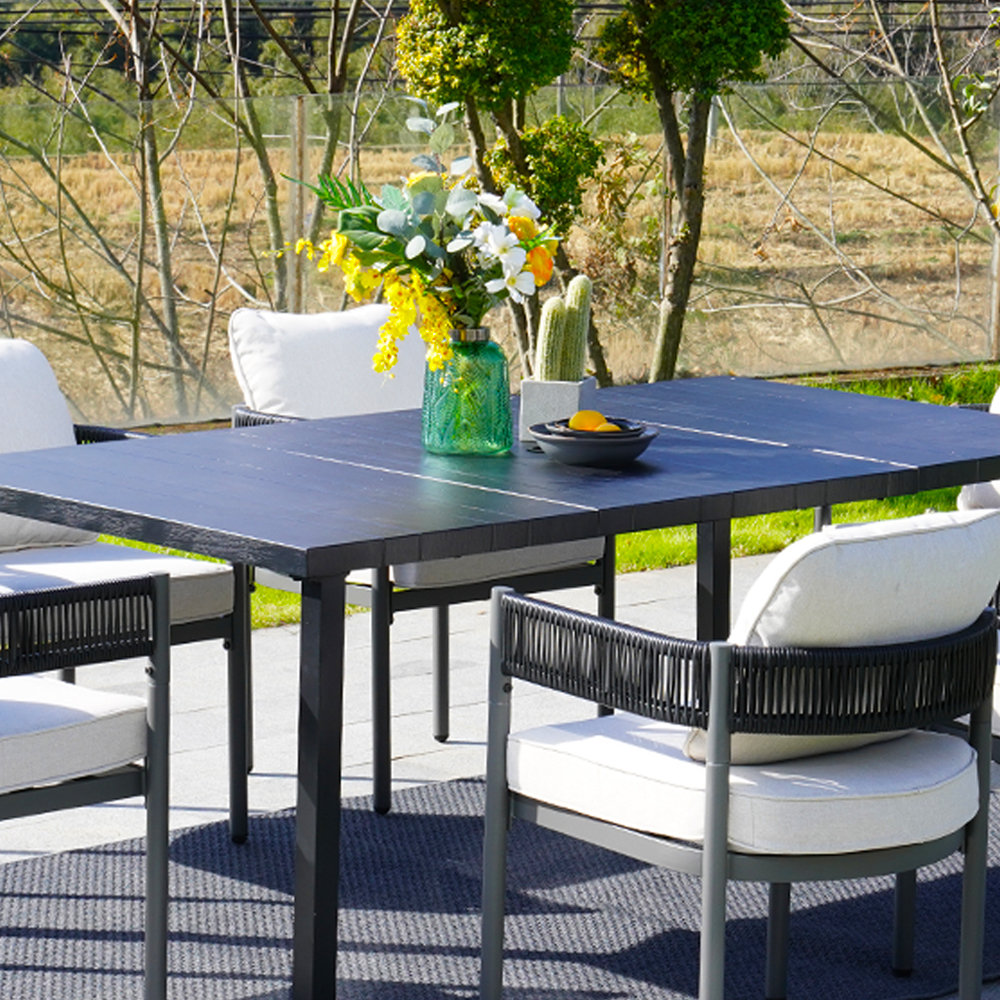 Joss & Main Callista All Steel Outdoor Dining Table with Umbrella Hole ...
