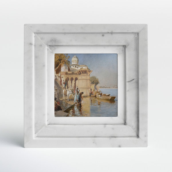 Joss & Main Barrona 4" x 4" Marble Single Picture Frame in Light Gray ...