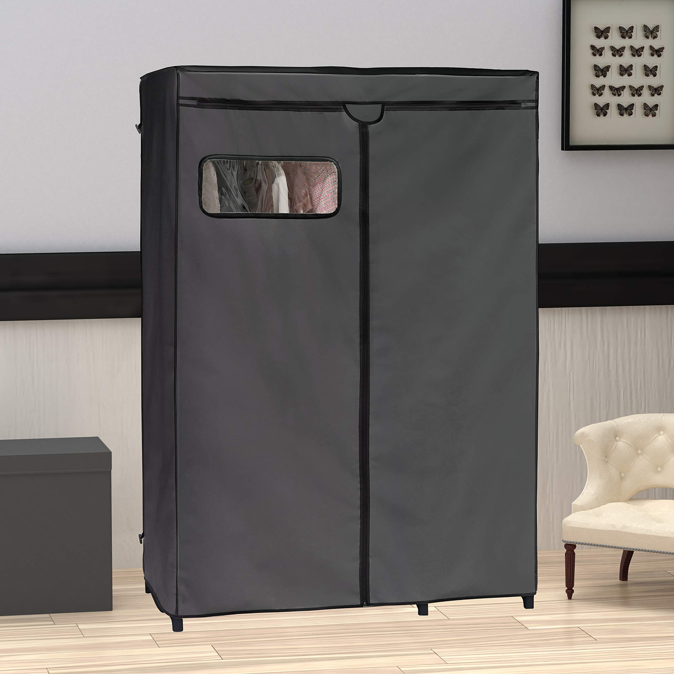 Hokku Designs Portable Wardrobe For Hanging Clothes, Freestanding ...