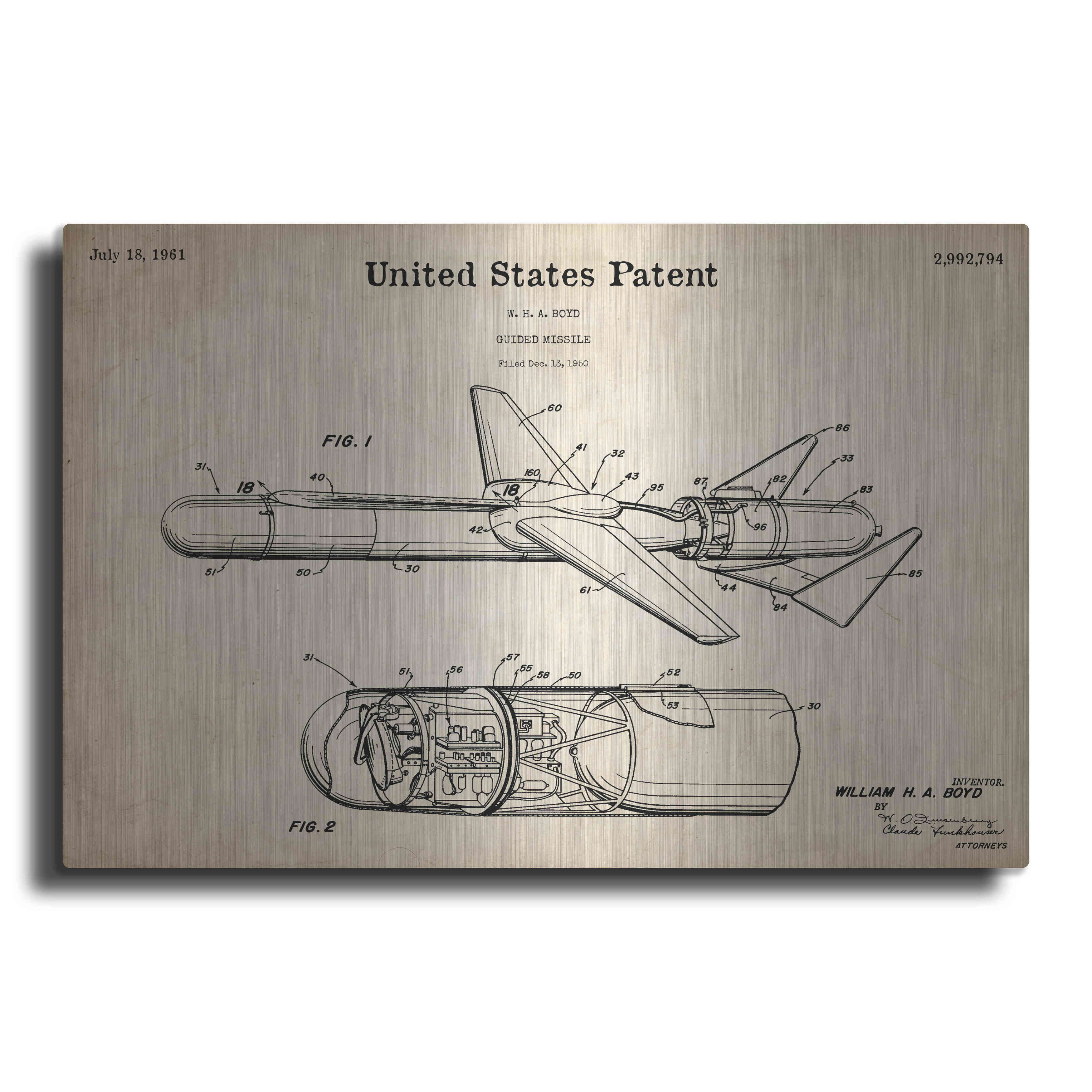17 Stories 'Cold War Era Guided Missile Blueprint Patent Parchment ...
