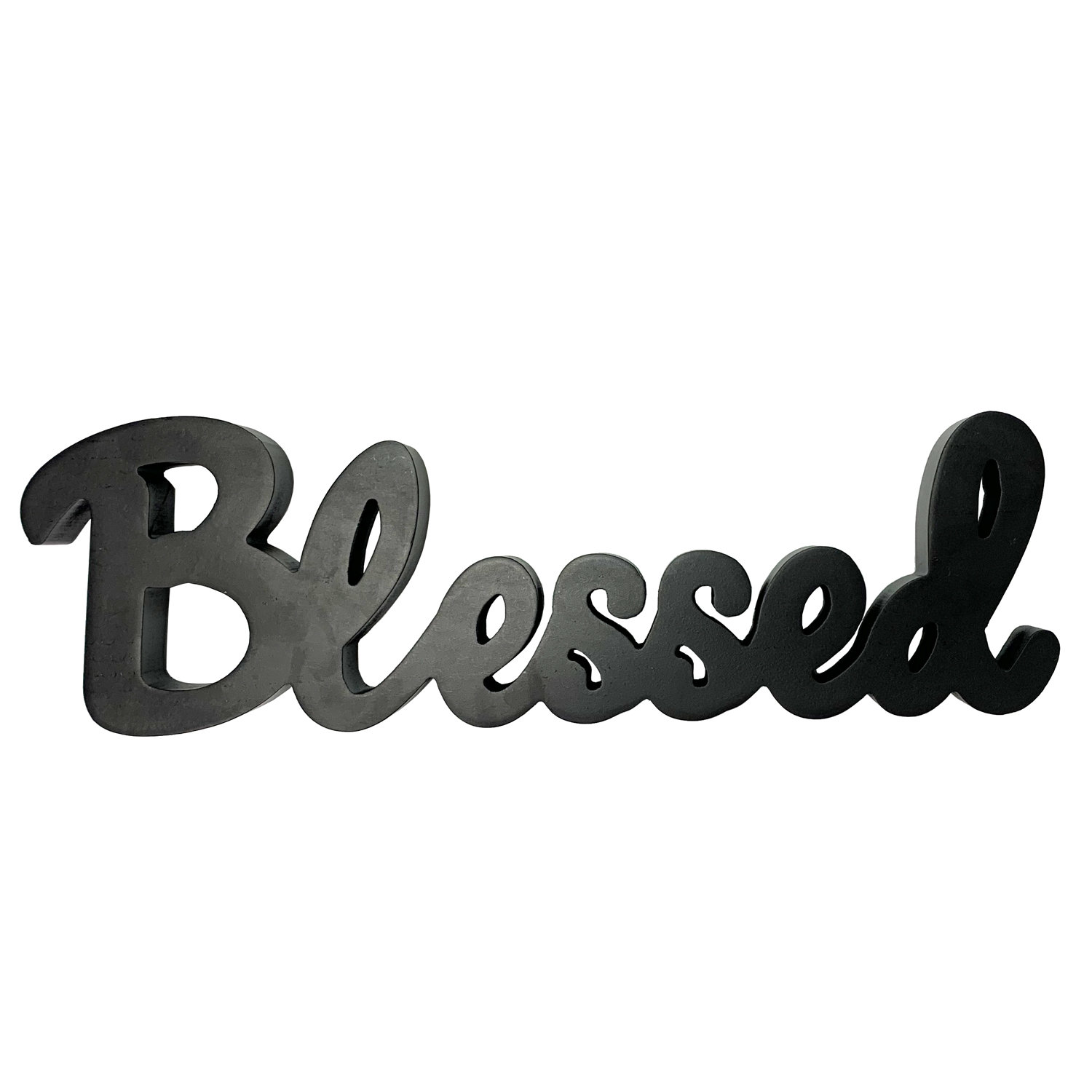 Ebern Designs Hanging Black Wood Blessed Cut-out Wall Sign Free ...