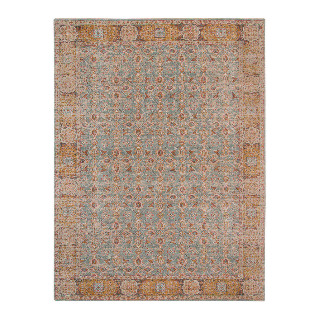 HomeRoots 7' X 9' Teal Red And Orange Floral Area Rug | Wayfair