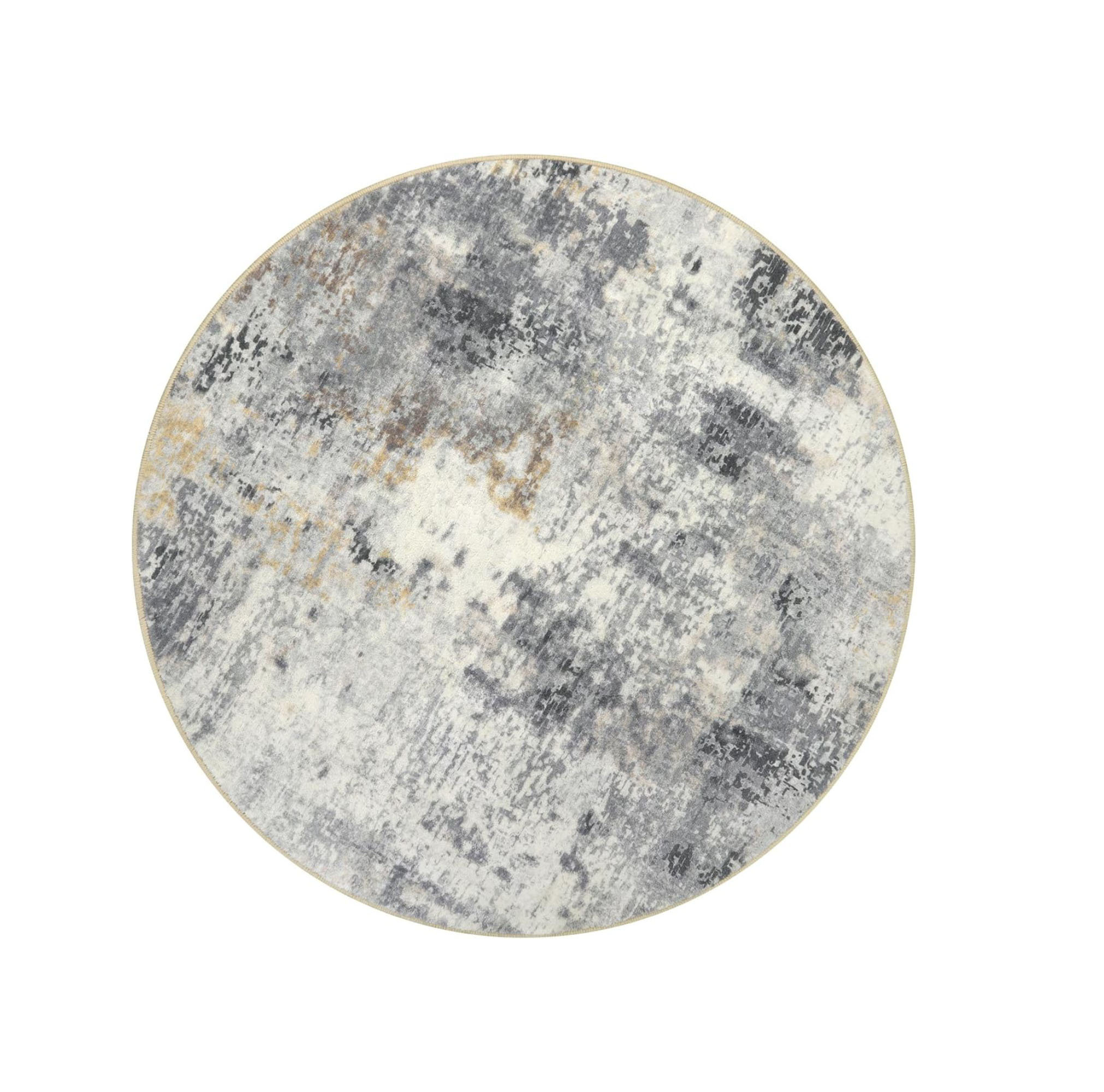 Ivy Bronx Modern Abstract Round Rug, 4Ft Grey Small Rug,Washable ...