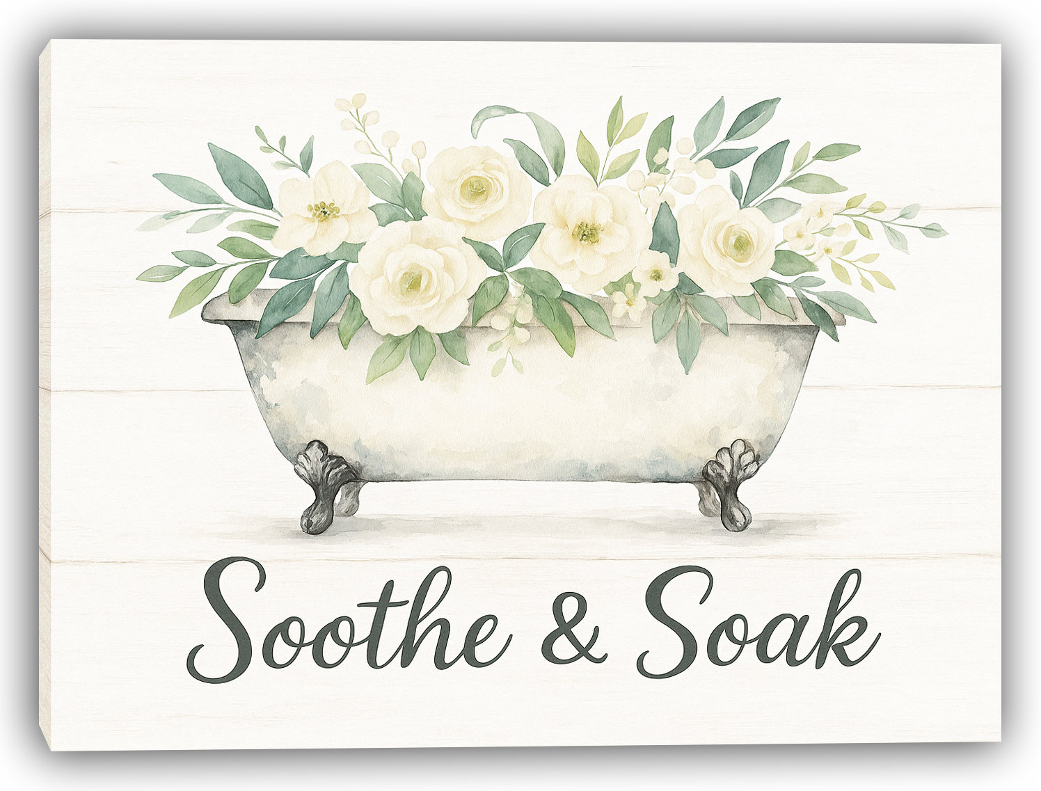 Ophelia & Co. "Soothe & Soak Floral Bathtub" Wrapped Canvas Wall Art ...