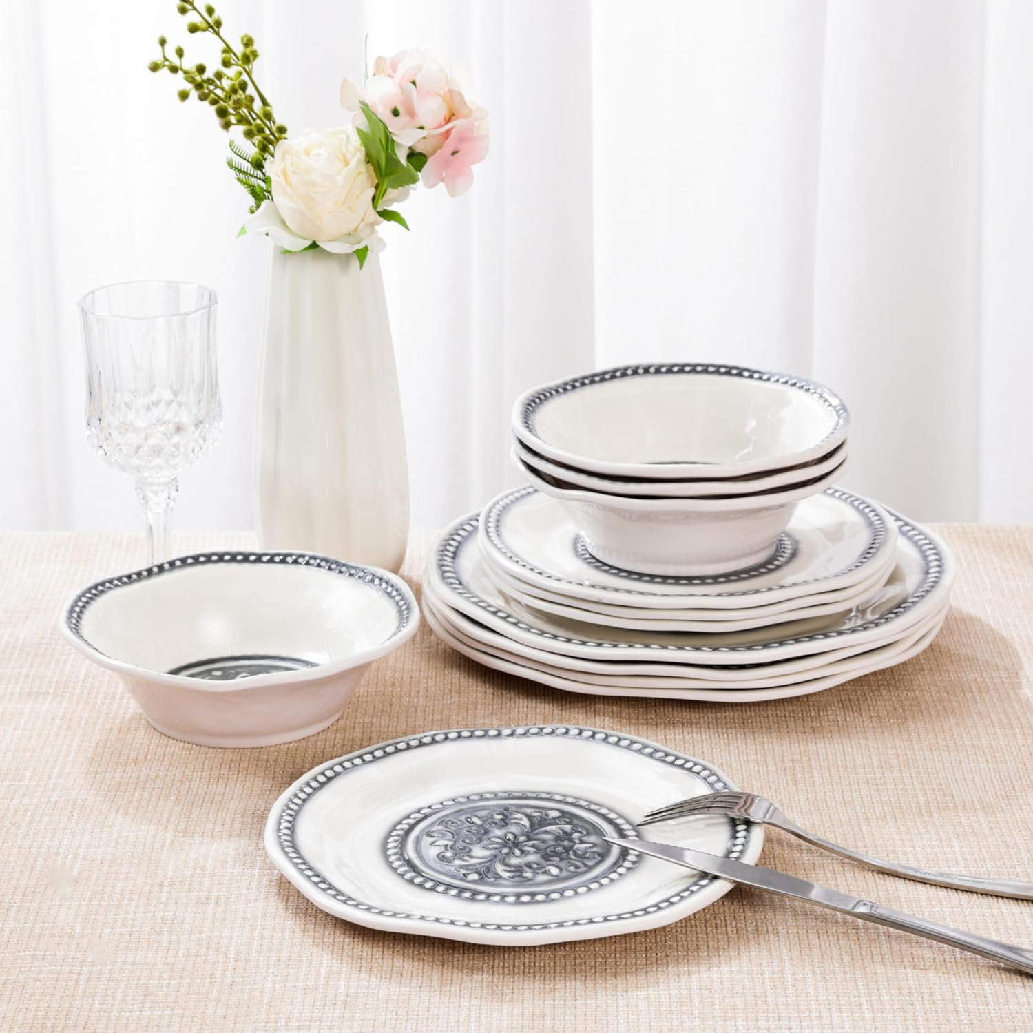Lark Manor™ 12 Piece Stoneware Dinnerware Set - Service for 4 | Wayfair
