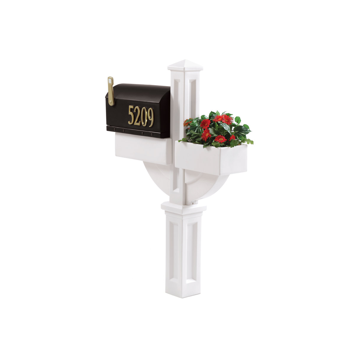 Step2 MailMaster Hudson White Post Mounted Mailbox with Planter ...