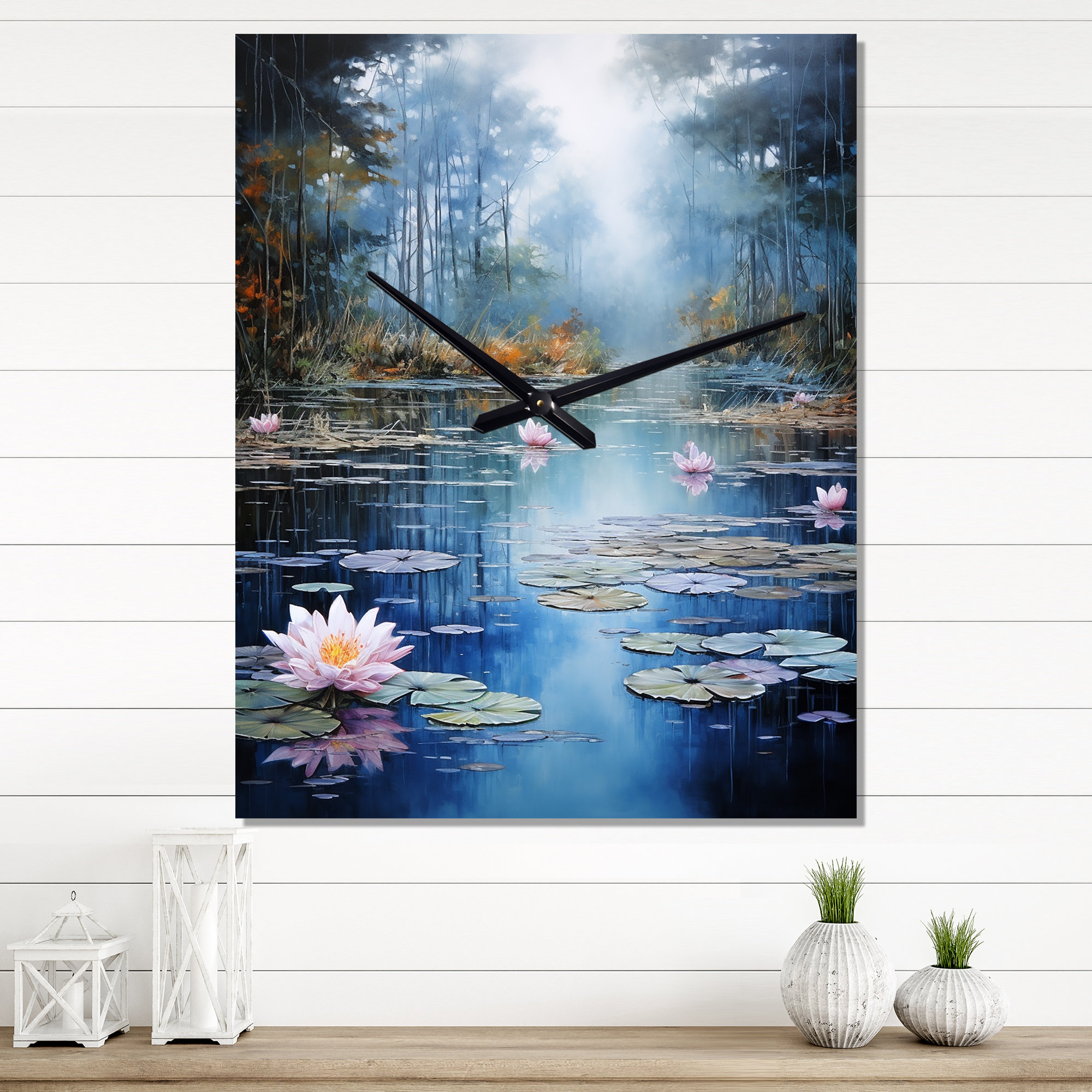 Design Art Forest Muted Reflections - Landscape & Nature Wall Clock ...