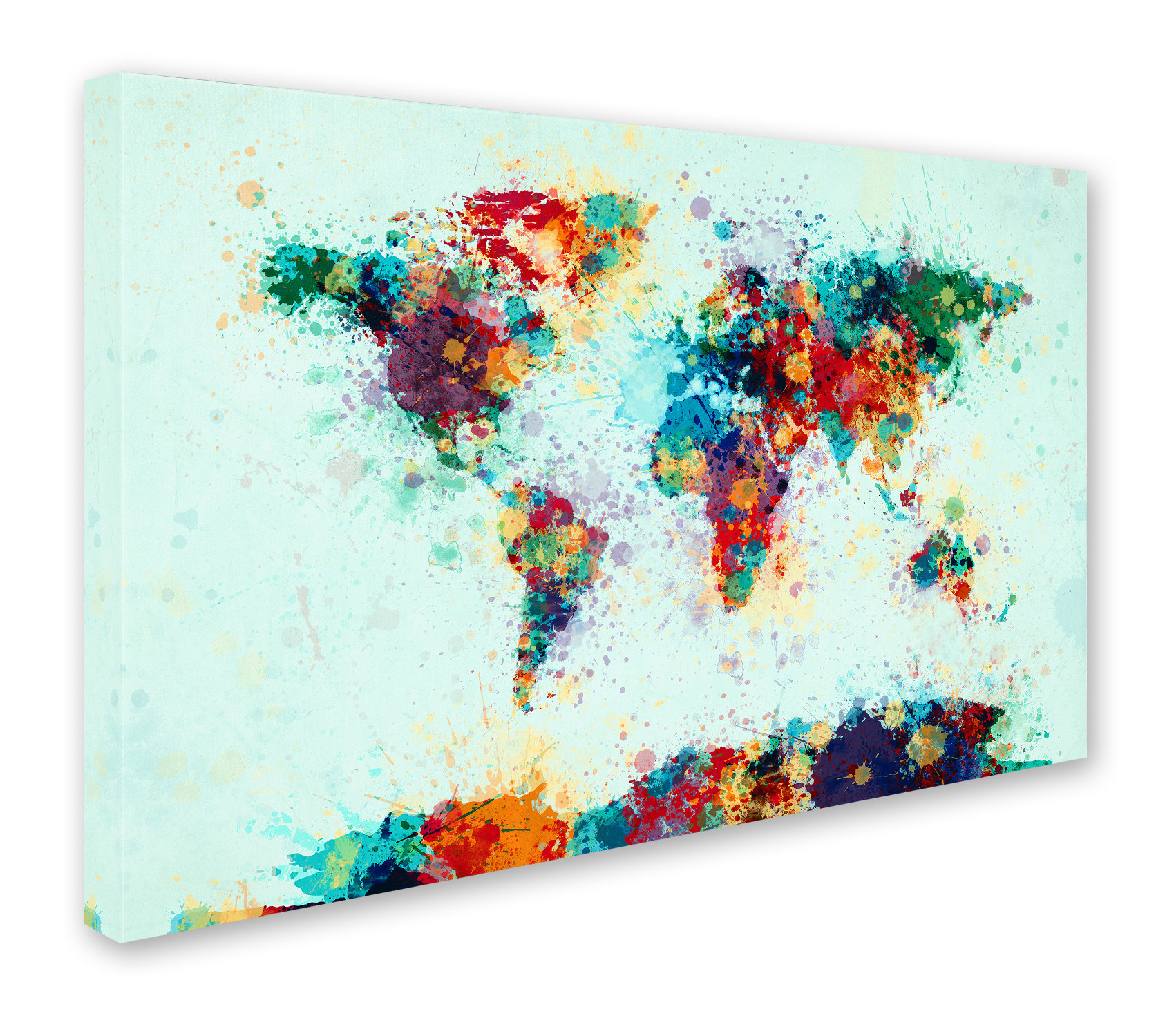 Ivy Bronx 'World Map Paint Splashes' Graphic Art on Wrapped Canvas ...