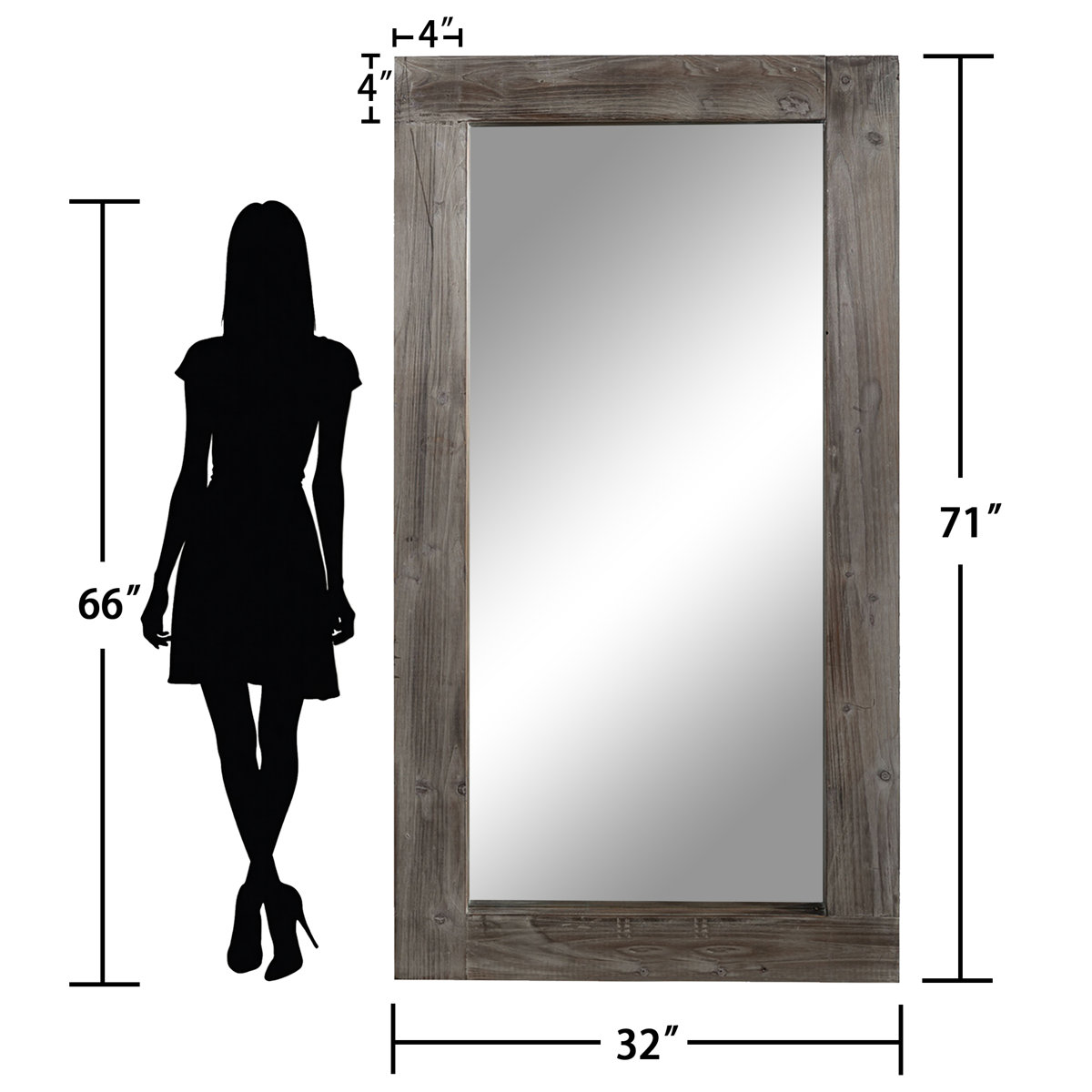 Gracie Oaks Distressed Solid Wood Mirror Leaning Mirror Wall Mirror ...