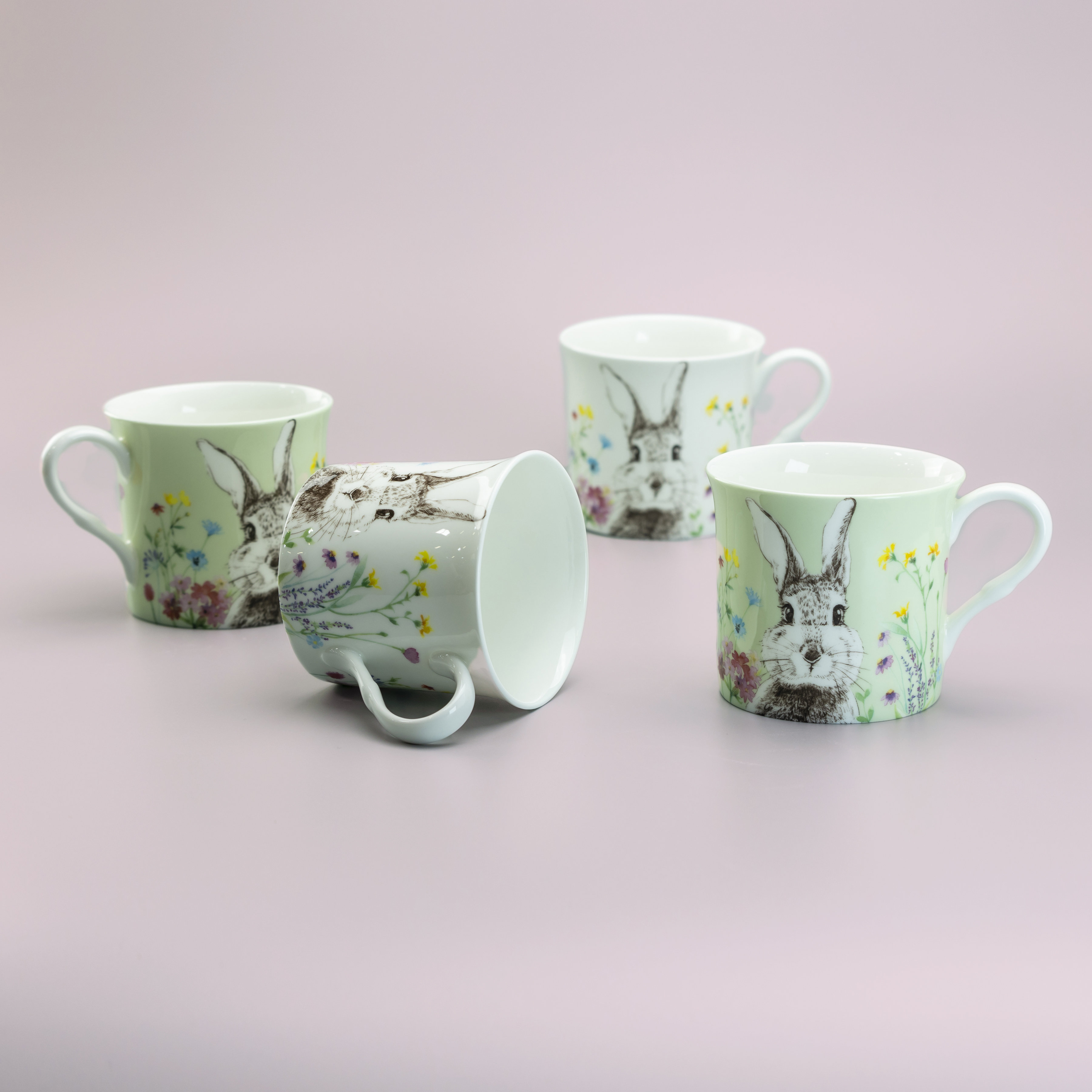 Grace's Tea Ware Green Amd White Profile Bunny Rabbit Bone China Mug ...