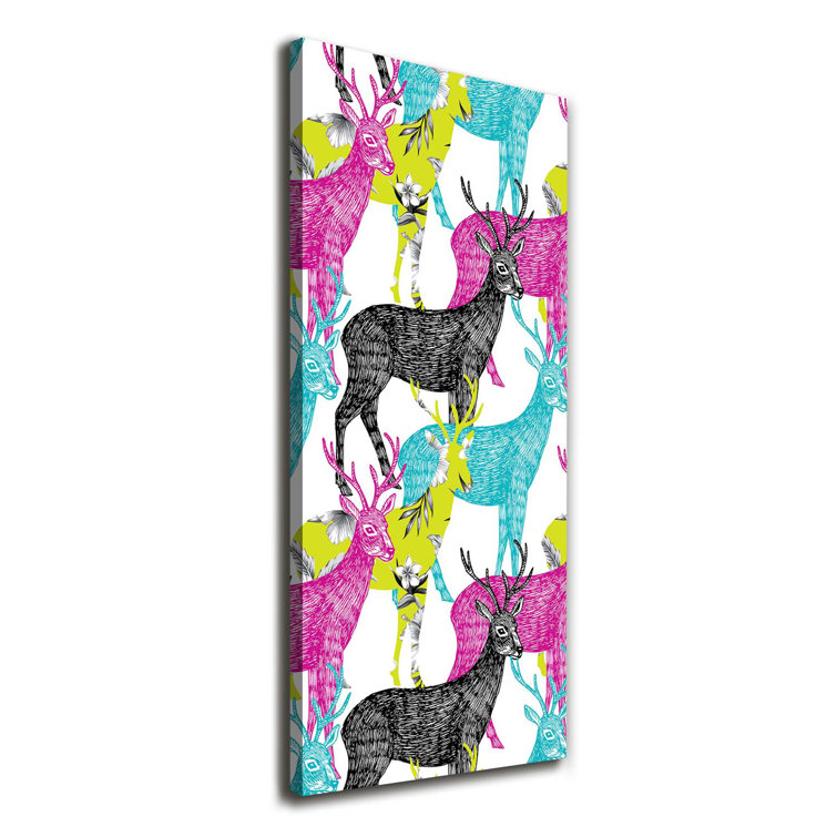 Union Rustic Colourful Deer - Wrapped Canvas Art Prints | Wayfair.co.uk