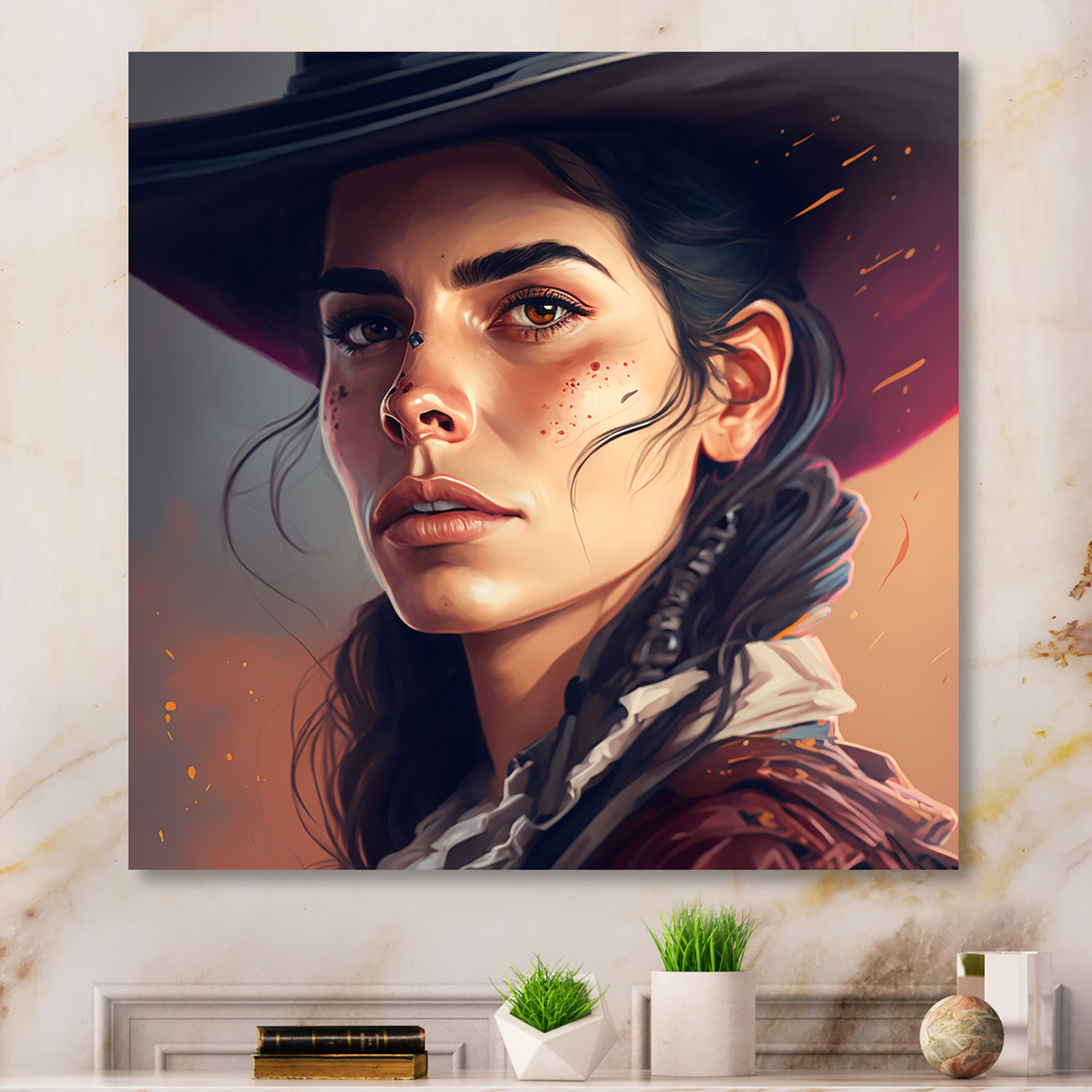 Union Rustic Western Cow Girl I - Painting on Canvas | Wayfair