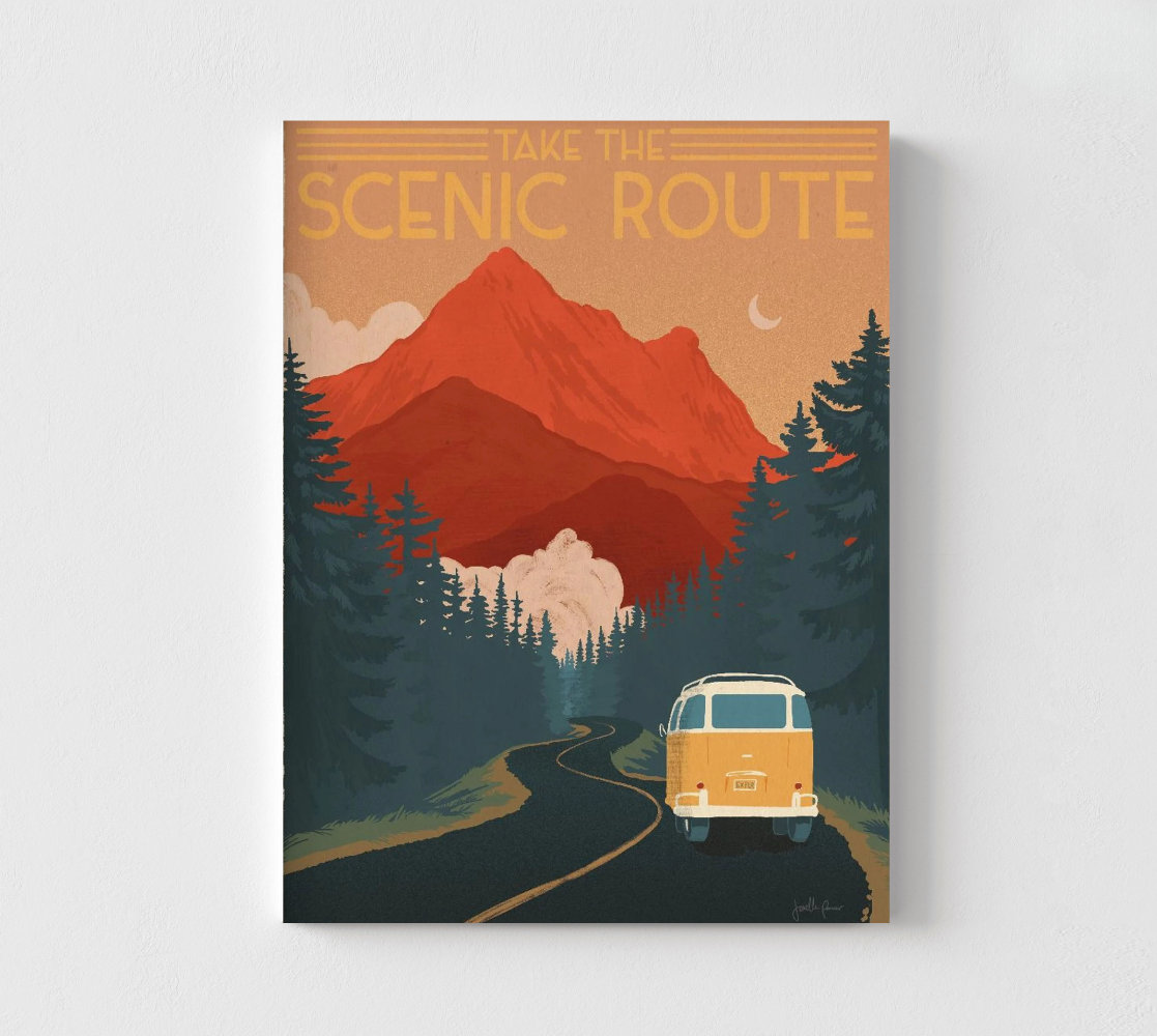 WeFrameArt Retro Road Trip Poster Print, Framed Roadtrip Poster Prints ...