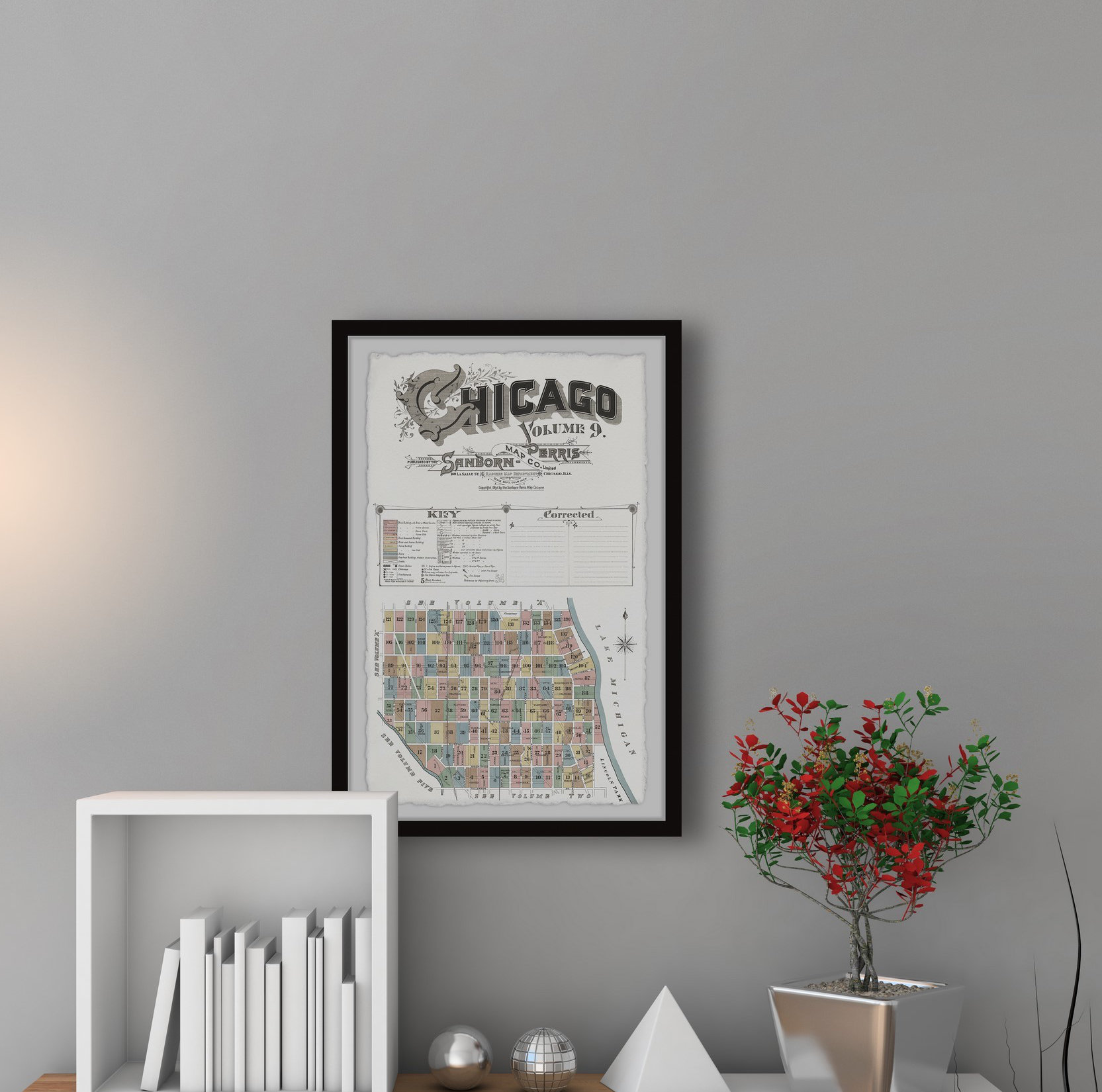 Charlton Home Chicago Block Map by Marmont Hill - Picture Frame Print ...