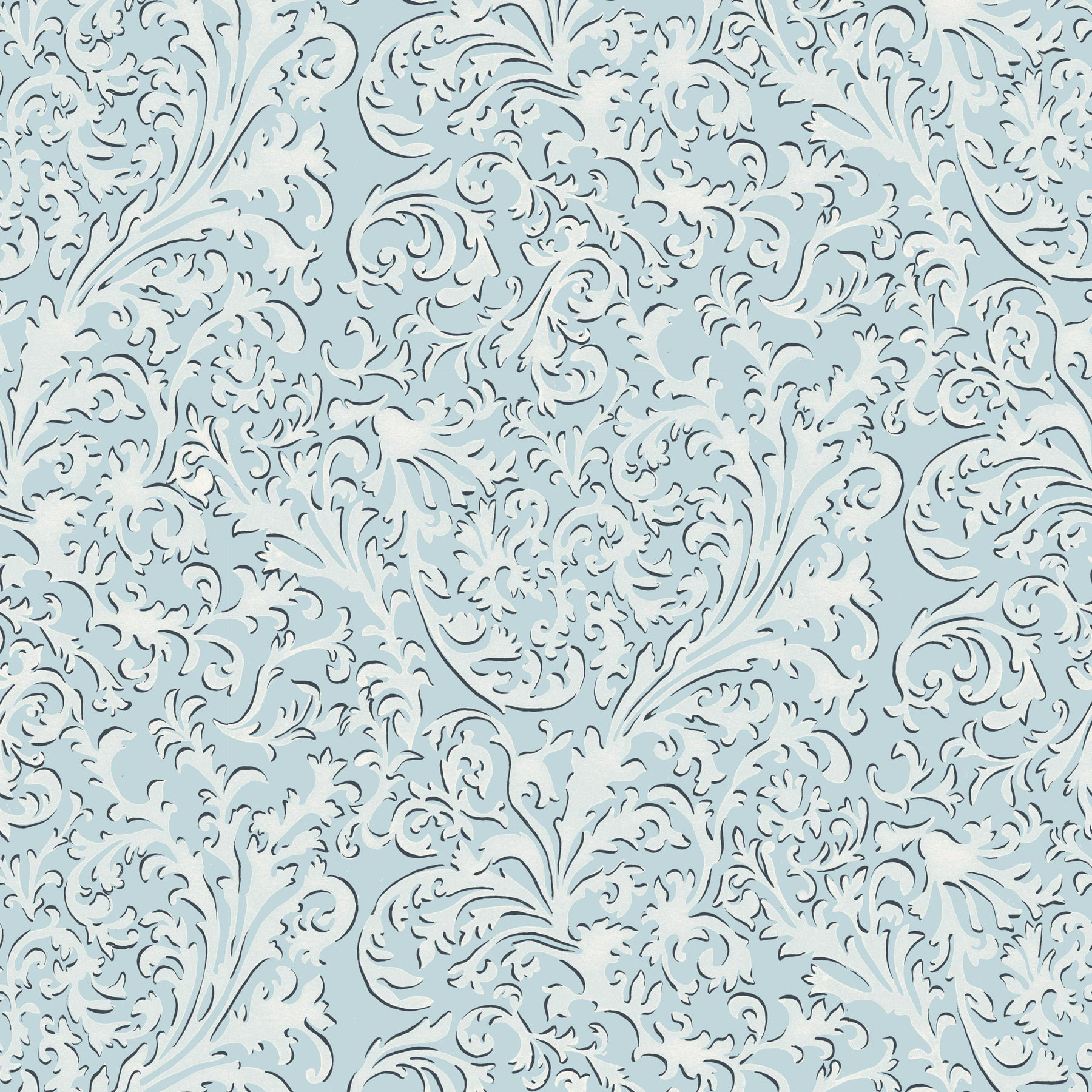 Mitchell Black Florentine Vine - Daytime Blue Wallpaper | Wayfair
