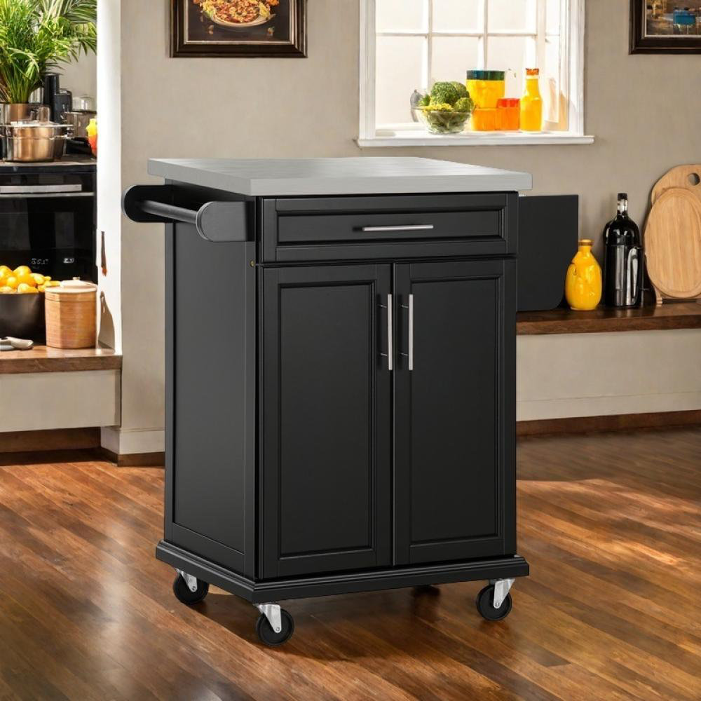 Lark Manor Kitchen Island with Stainless Steel Countertop - Wayfair Canada