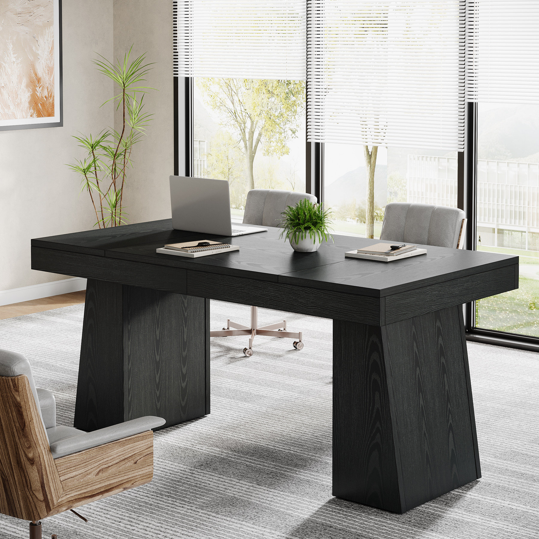 Millwood Pines 55-Inch Conference Meeting Table, Wood Seminar Desk for ...