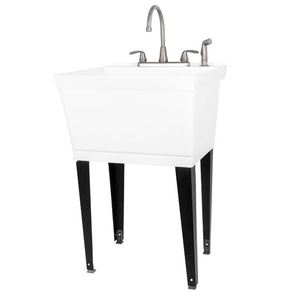 E.L. Mustee & Son 40'' L x 24'' W White Free Standing Laundry Sink ...