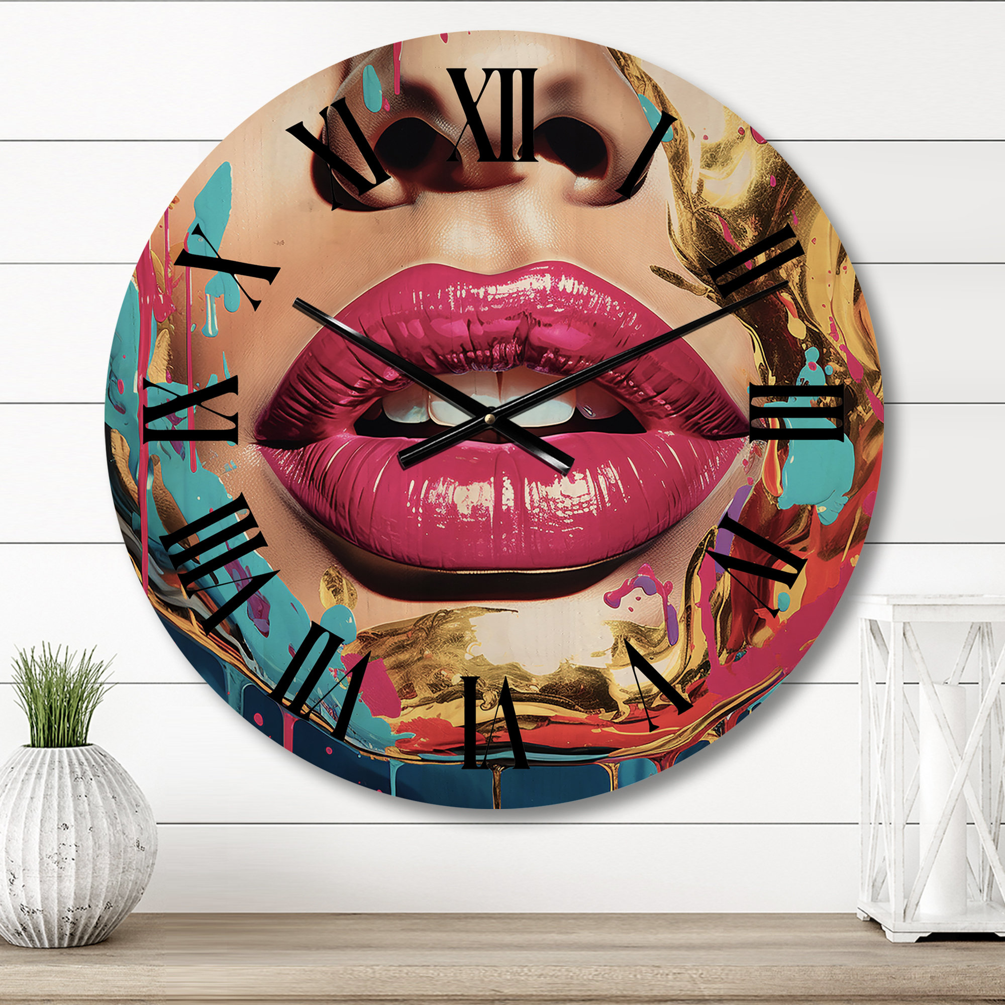 East Urban Home Sensual Red Lips Retro Glam Collage IV - Fashion Woman ...