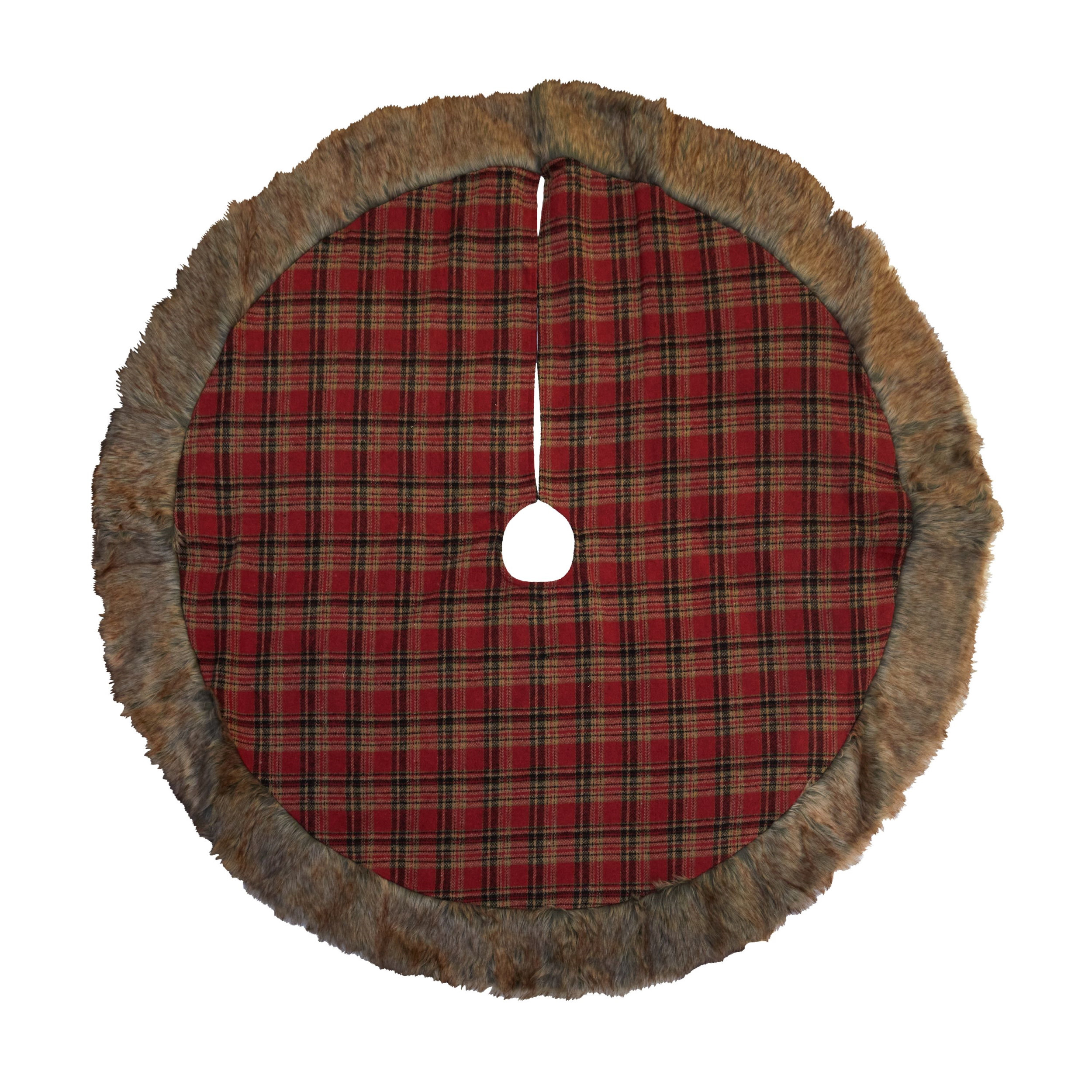 Seasons Designs Season's Designs 48In Plaid Tree Skirt W/ Fur Border ...