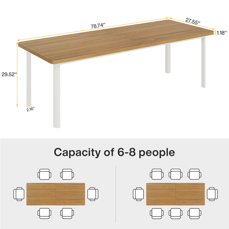 George Oliver 78.74-Inch Extra Long Dining Table for 6 to 8 | Wayfair
