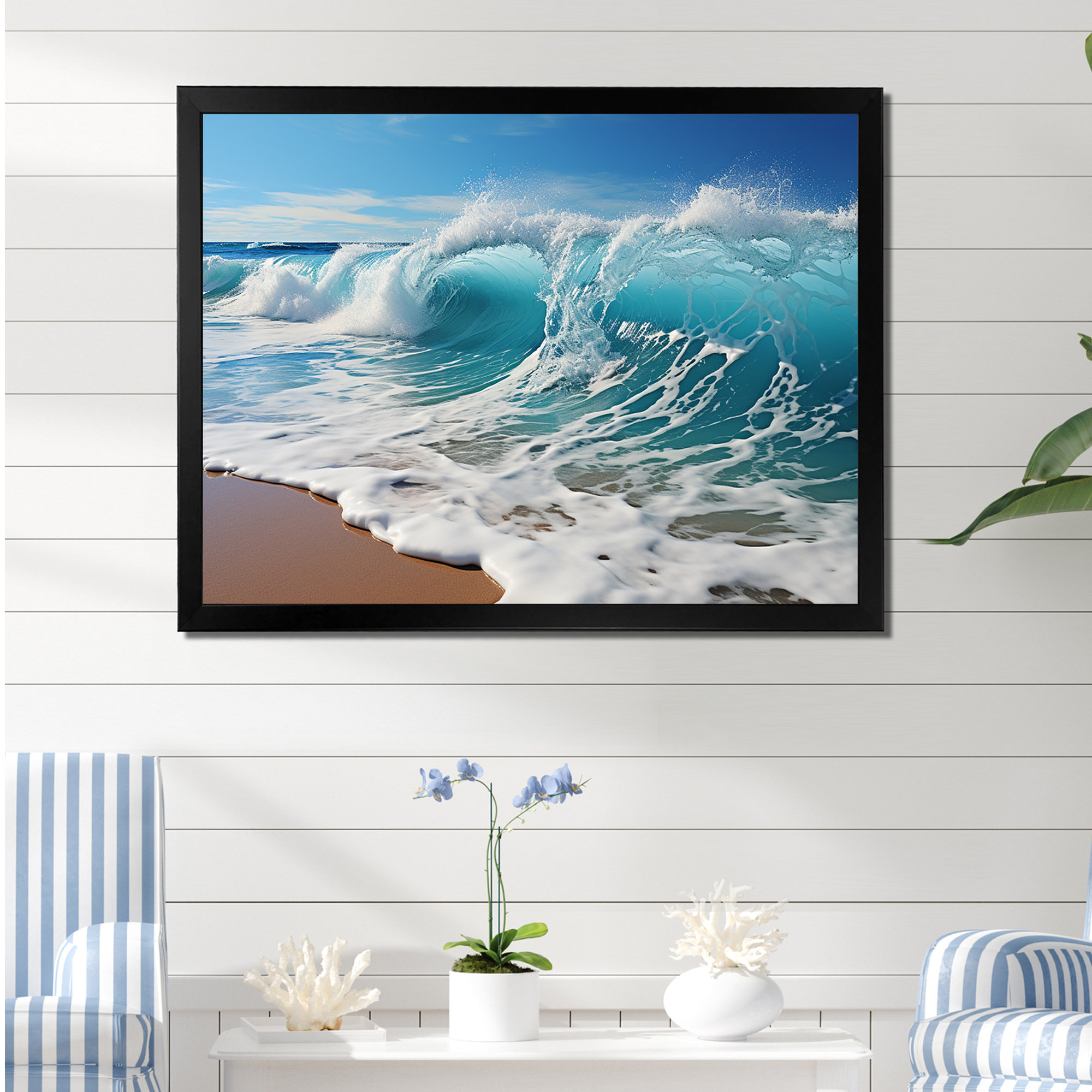 Highland Dunes Turquoise Power Of Ocean Wave I On Canvas Print | Wayfair