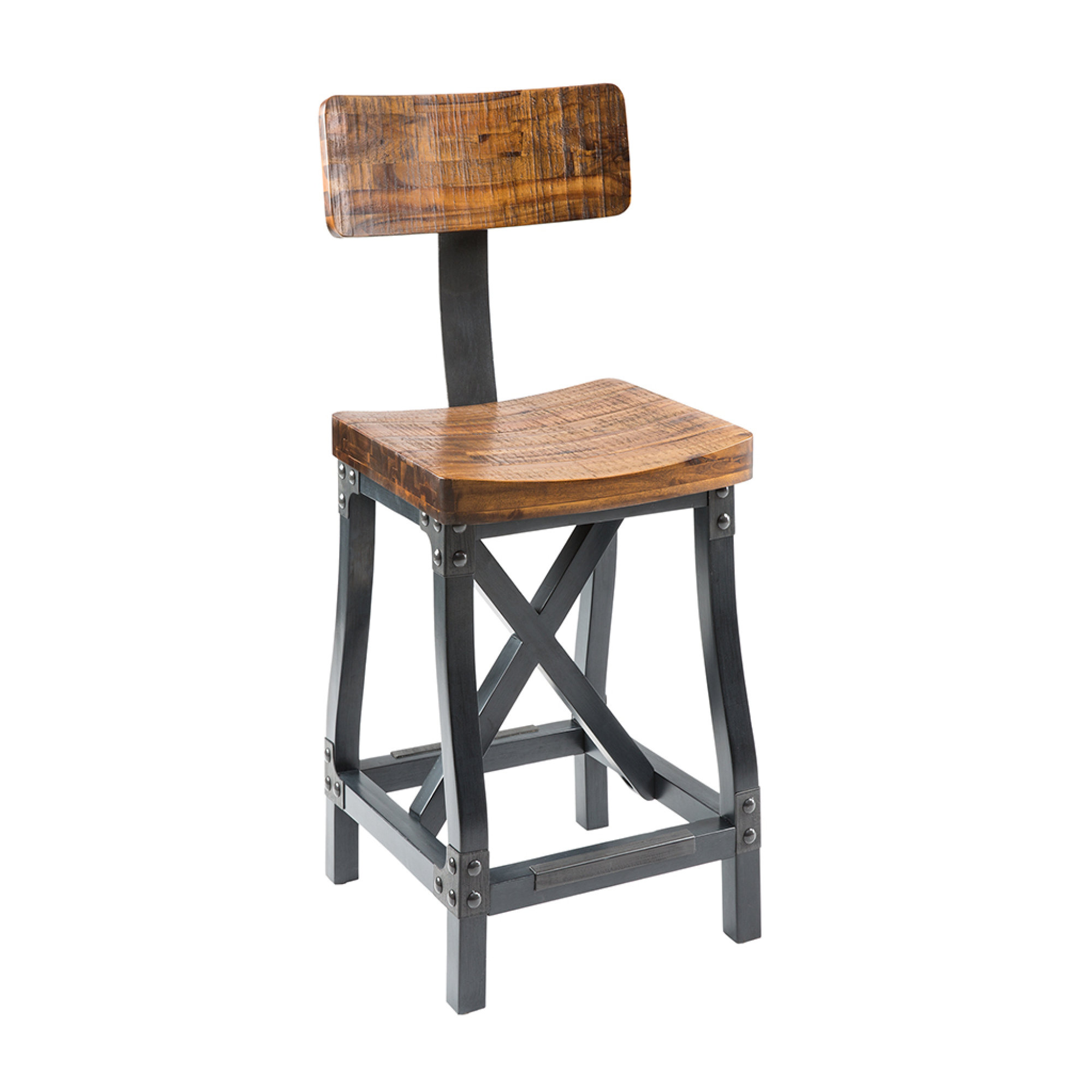Williston Forge Industrial Elegance Solid Wood Bar Stool For Dining And ...