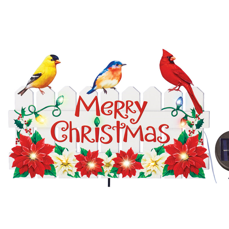 The Holiday Aisle® Christmas Birds On Fence Lighted display | Wayfair