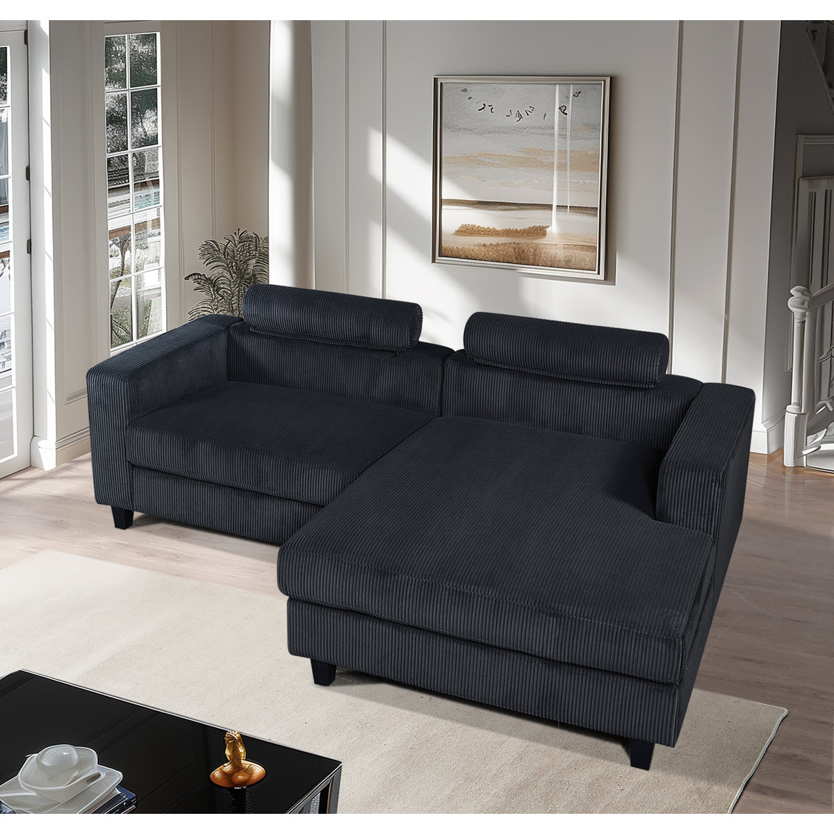 Ebern Designs Amiin 2 - Piece Upholstered Sectional & Reviews | Wayfair