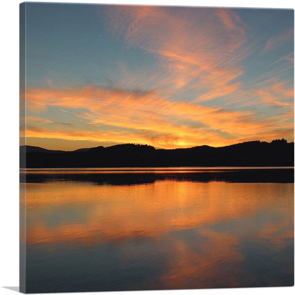 ARTCANVAS Lake Sunset Home Decor - Wrapped Canvas Photograph Print ...